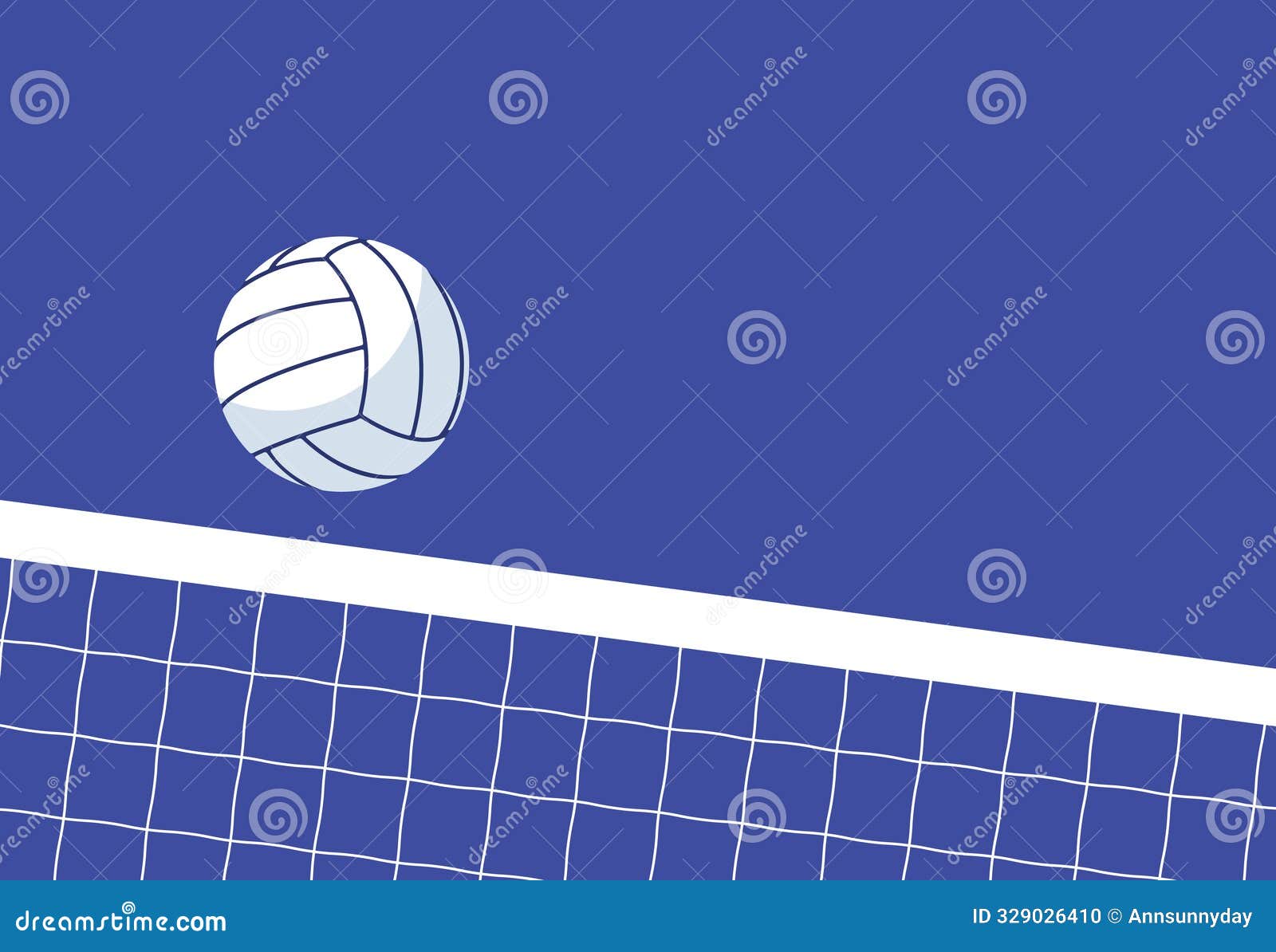 Volleyball Ball Flies Over Volleyball Net, Sport Poster with Space for ...