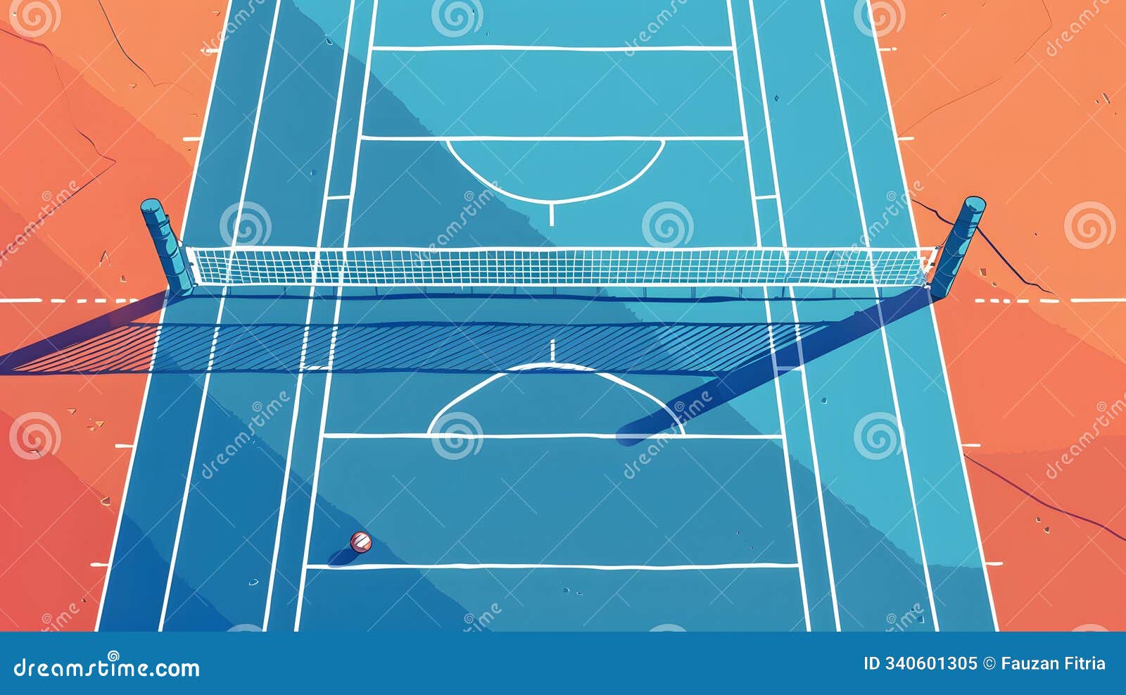 Volleyball Court Layout Illustration with Net, Court Lines, and ...