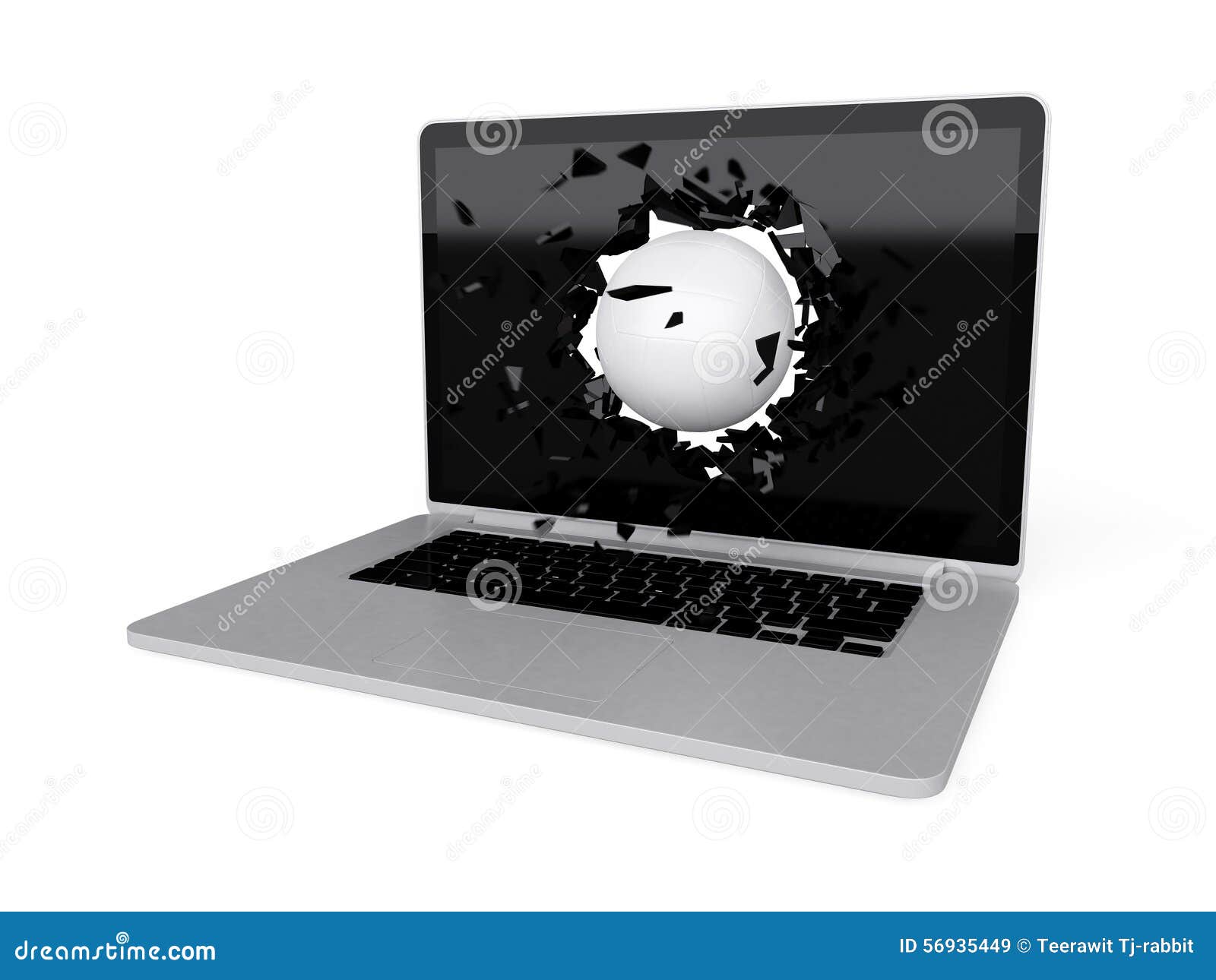 Volleyball destroy laptop stock illustration. Illustration of object ...