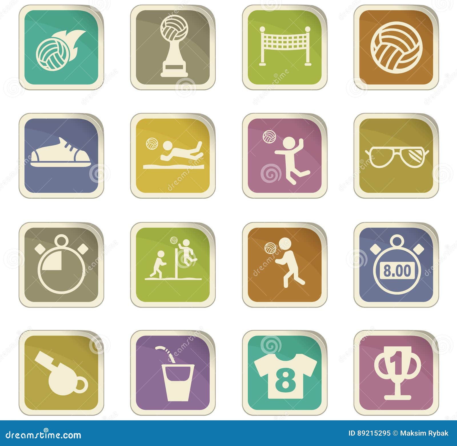 Volleyball icon set stock illustration. Illustration of shorts - 89215295