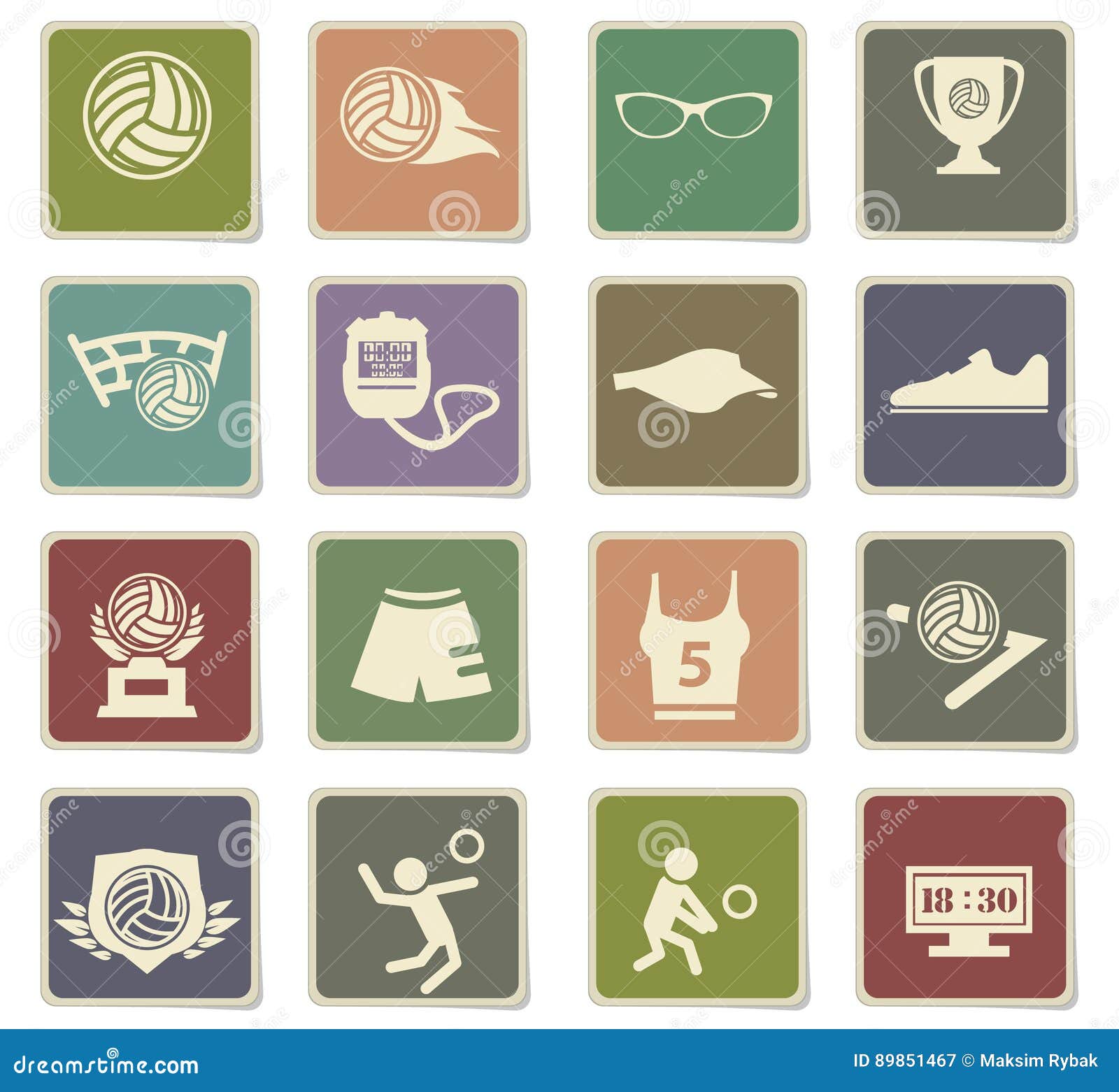Volleyball icon set stock illustration. Illustration of grid - 89851467