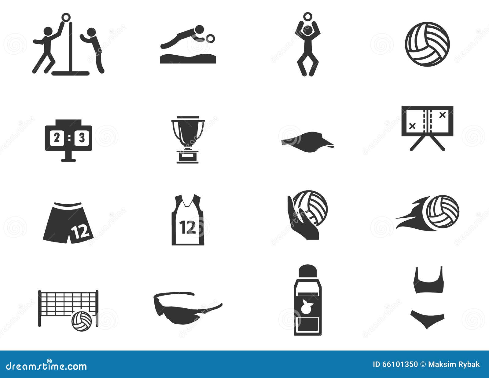 Volleyball icon set stock vector. Illustration of ball - 66101350