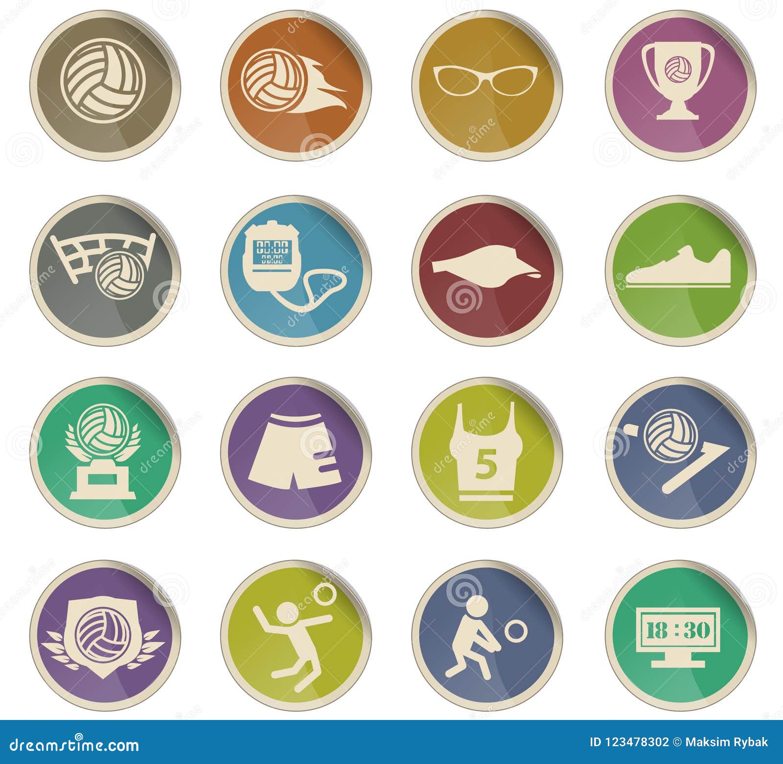 Volleyball icon set stock vector. Illustration of grid - 123478302