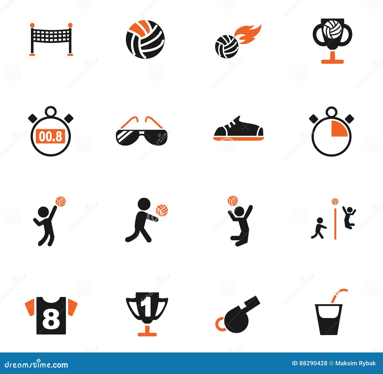 Volleyball icon set stock illustration. Illustration of champions ...