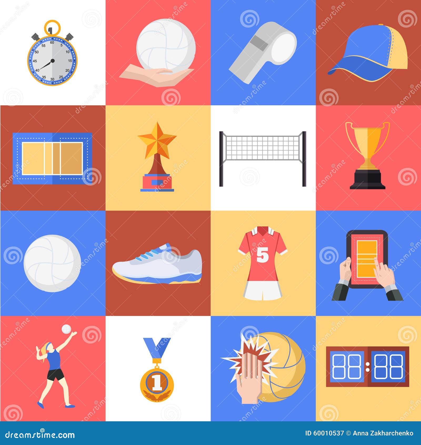 Volleyball icons set stock vector. Illustration of icon - 60010537
