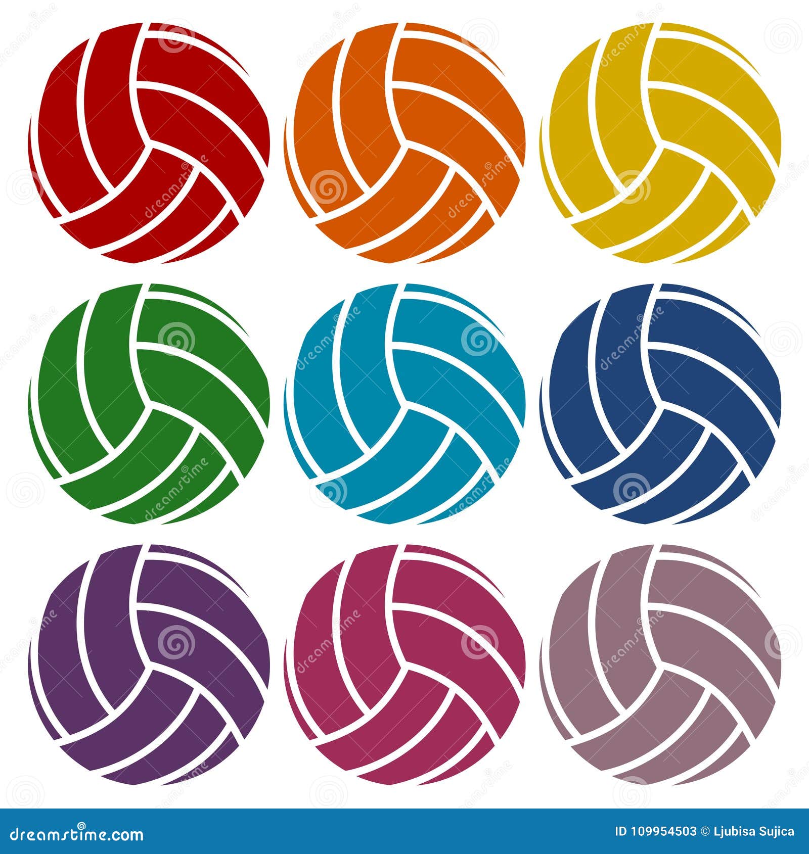 Volleyball icons set stock vector. Illustration of american - 109954503