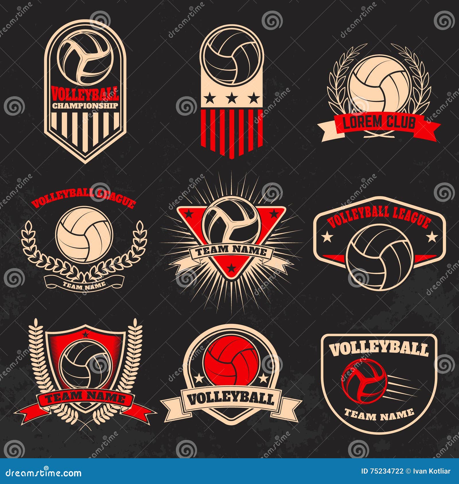 Volleyball Labels. Design Elements Stock Vector - Illustration of crest ...