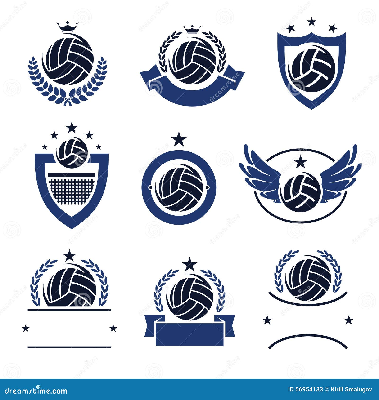 Volleyball Labels and Icons Set. Vector Stock Vector - Illustration of ...