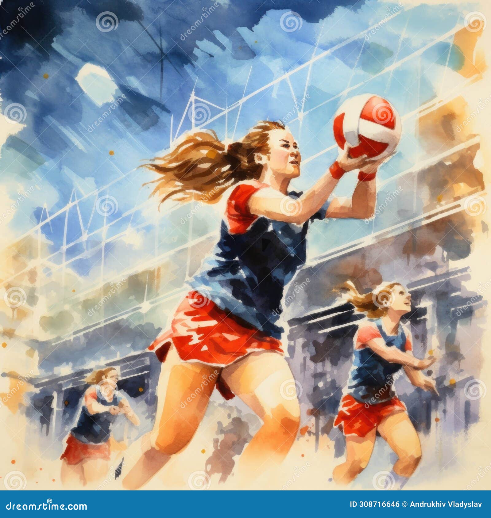 Volleyball Match Poster Template With Ball And Halftone Textures Vector ...