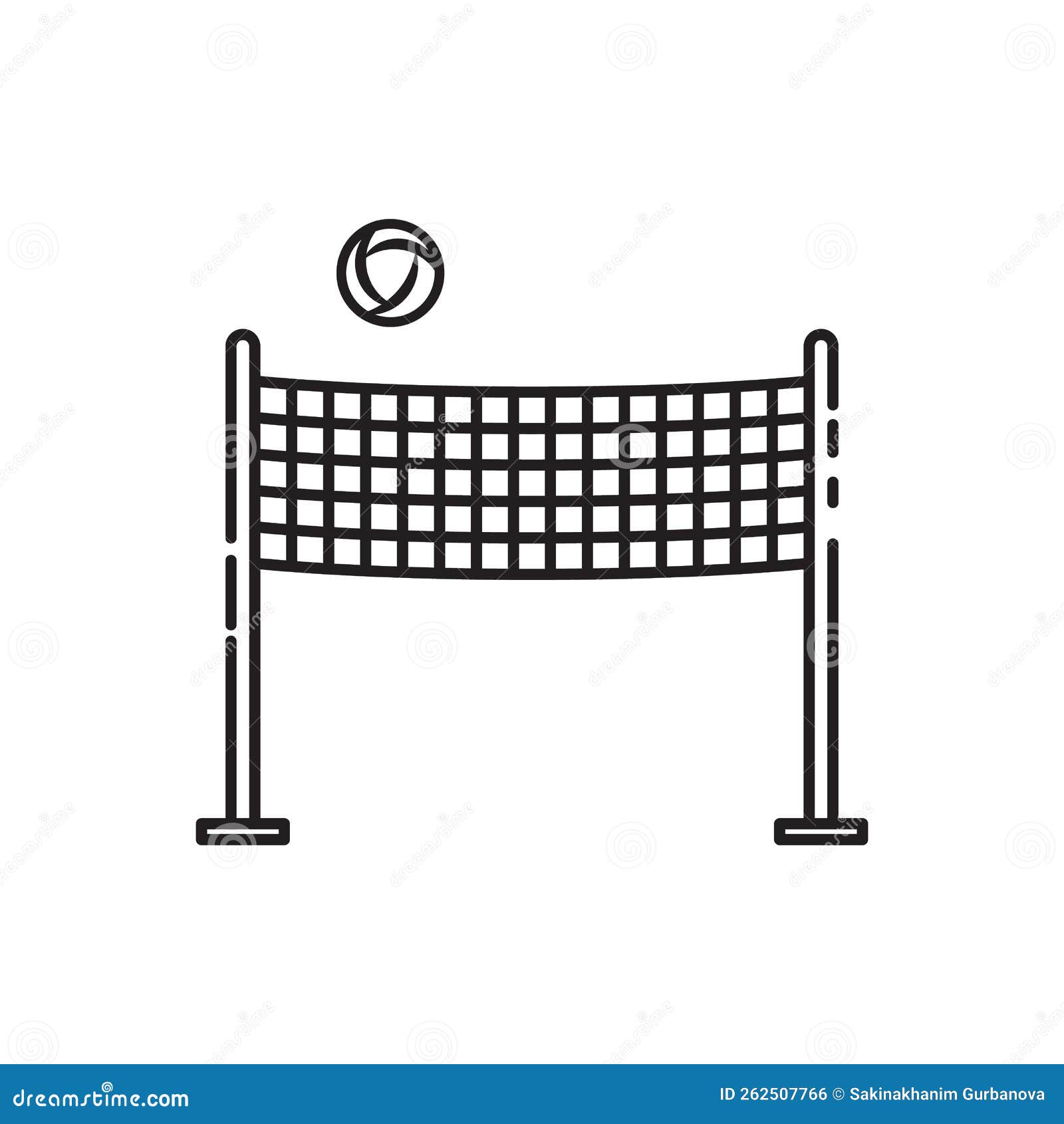 Volleyball Net Line Icon Isolated on White Background Stock Vector ...