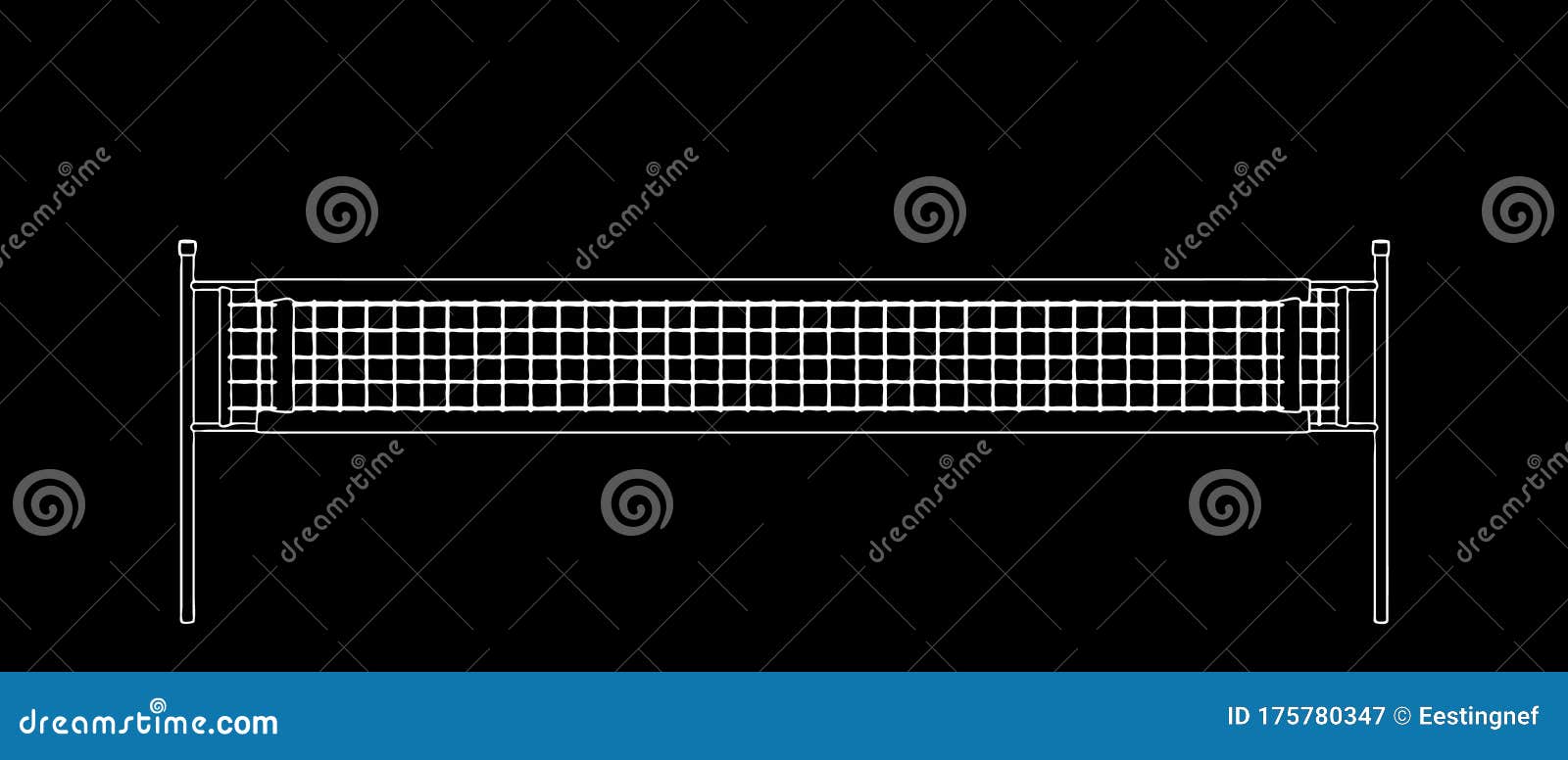 Volleyball Net. Vector Outline Illustration Stock Vector - Illustration ...