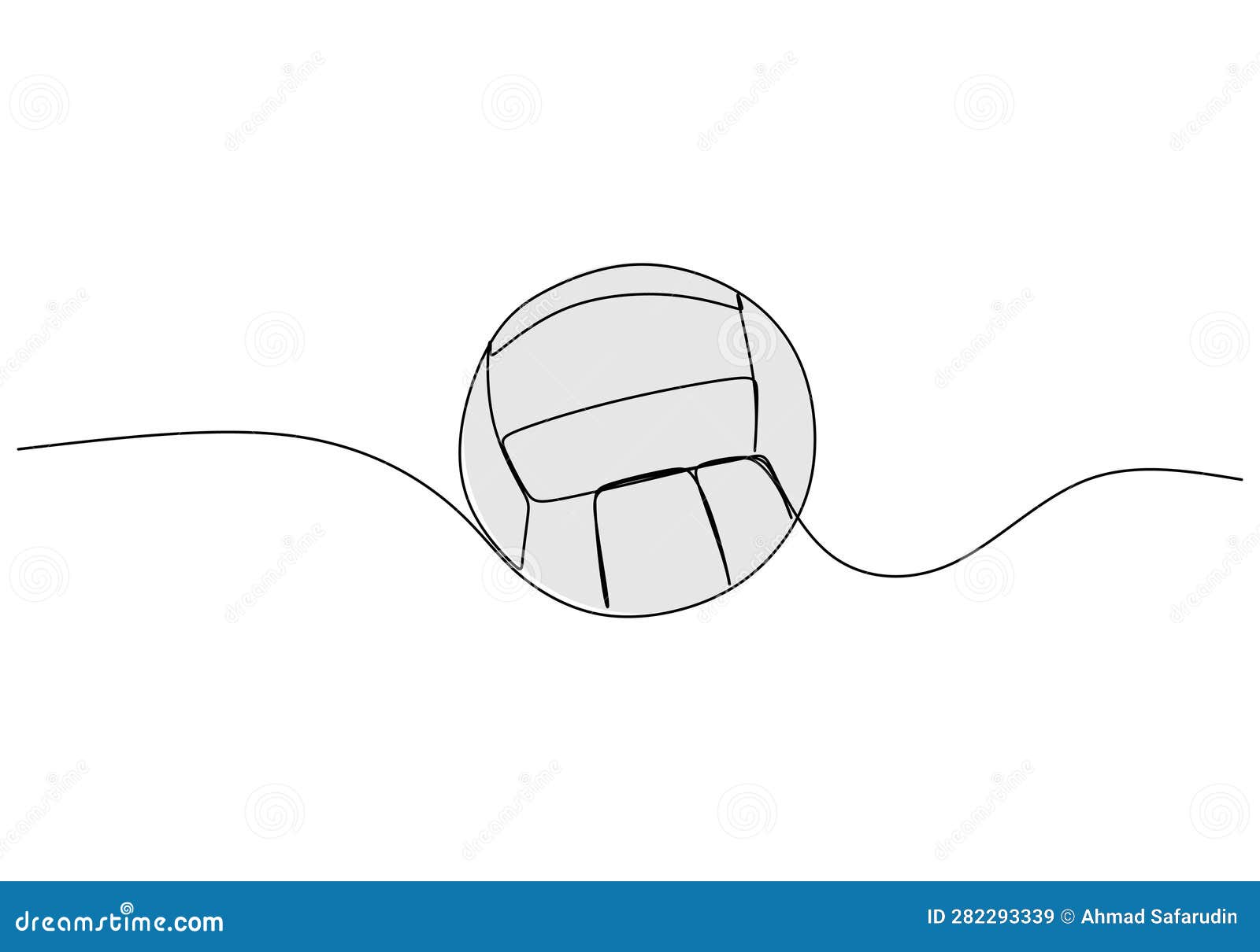 Volleyball One Line Drawing: Continuous Hand Drawn Sport Theme Object ...