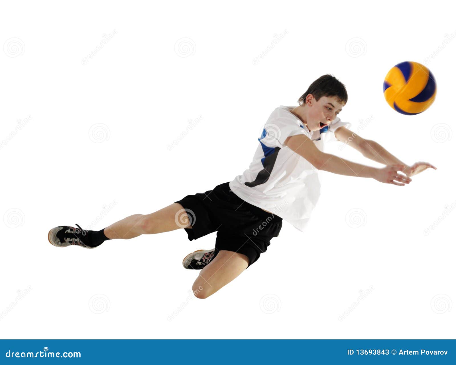 Volleyball Player in High Flying with a Ball Stock Image - Image of ...