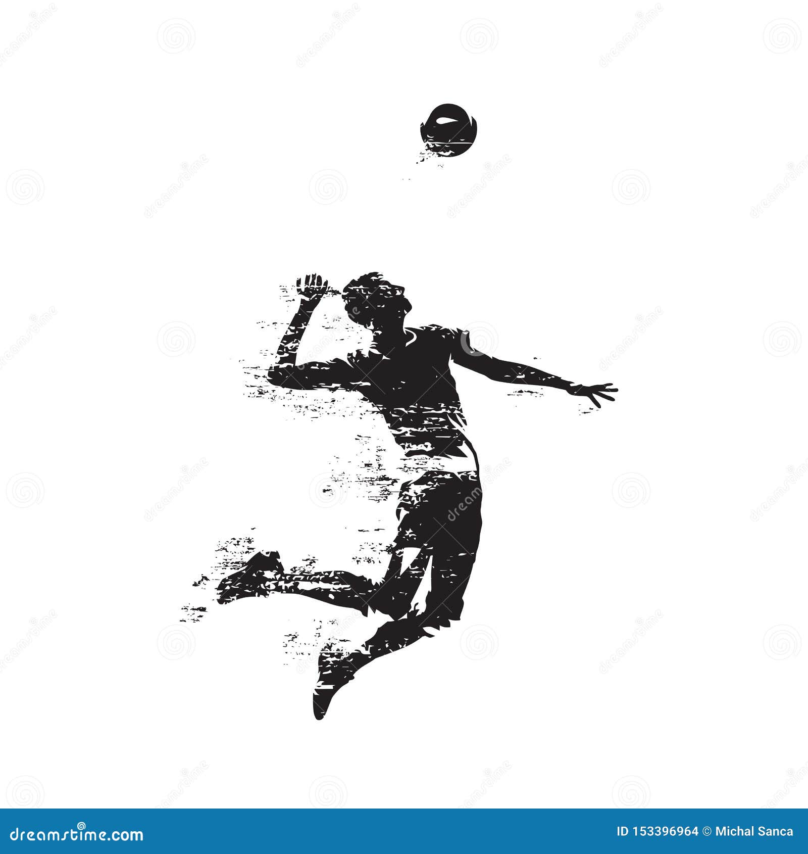 Volleyball Player Serving Ball, Abstract Isolated Vector Silhouette ...