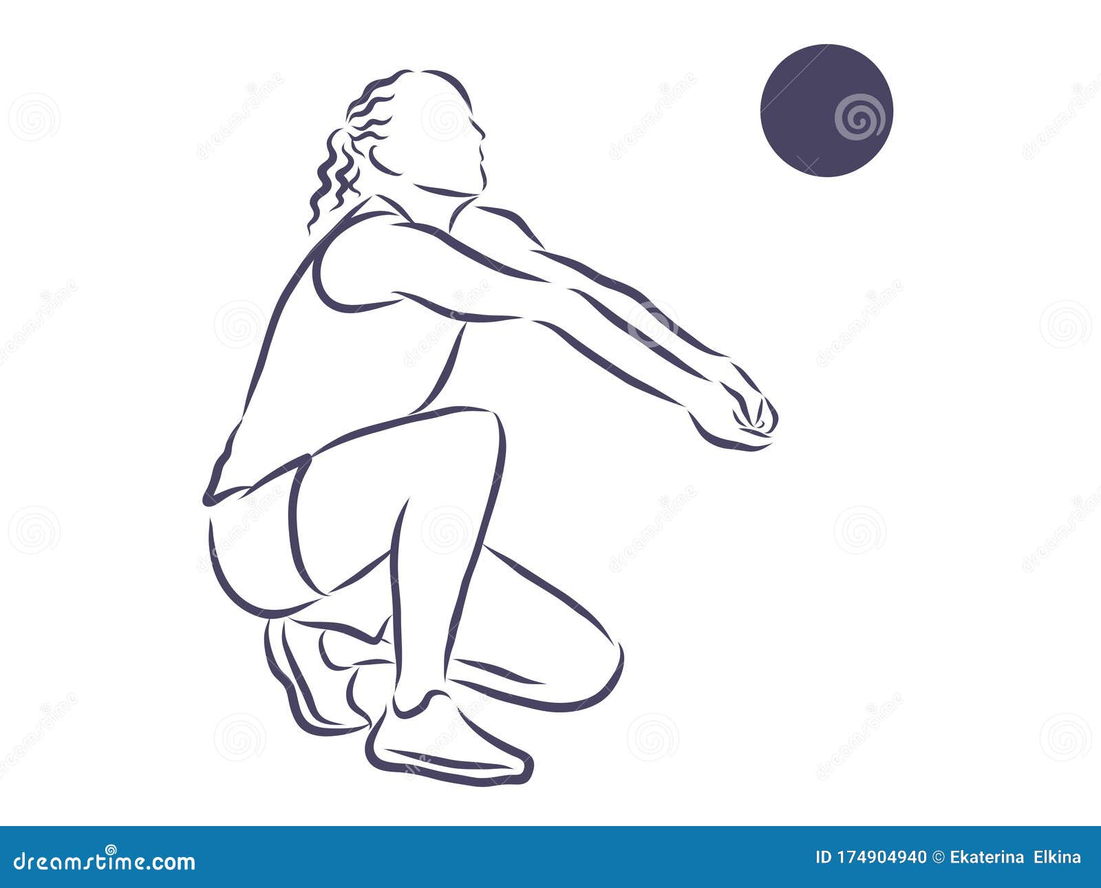 Volleyball Player Serving the Ball - Black and White Vector Outline ...