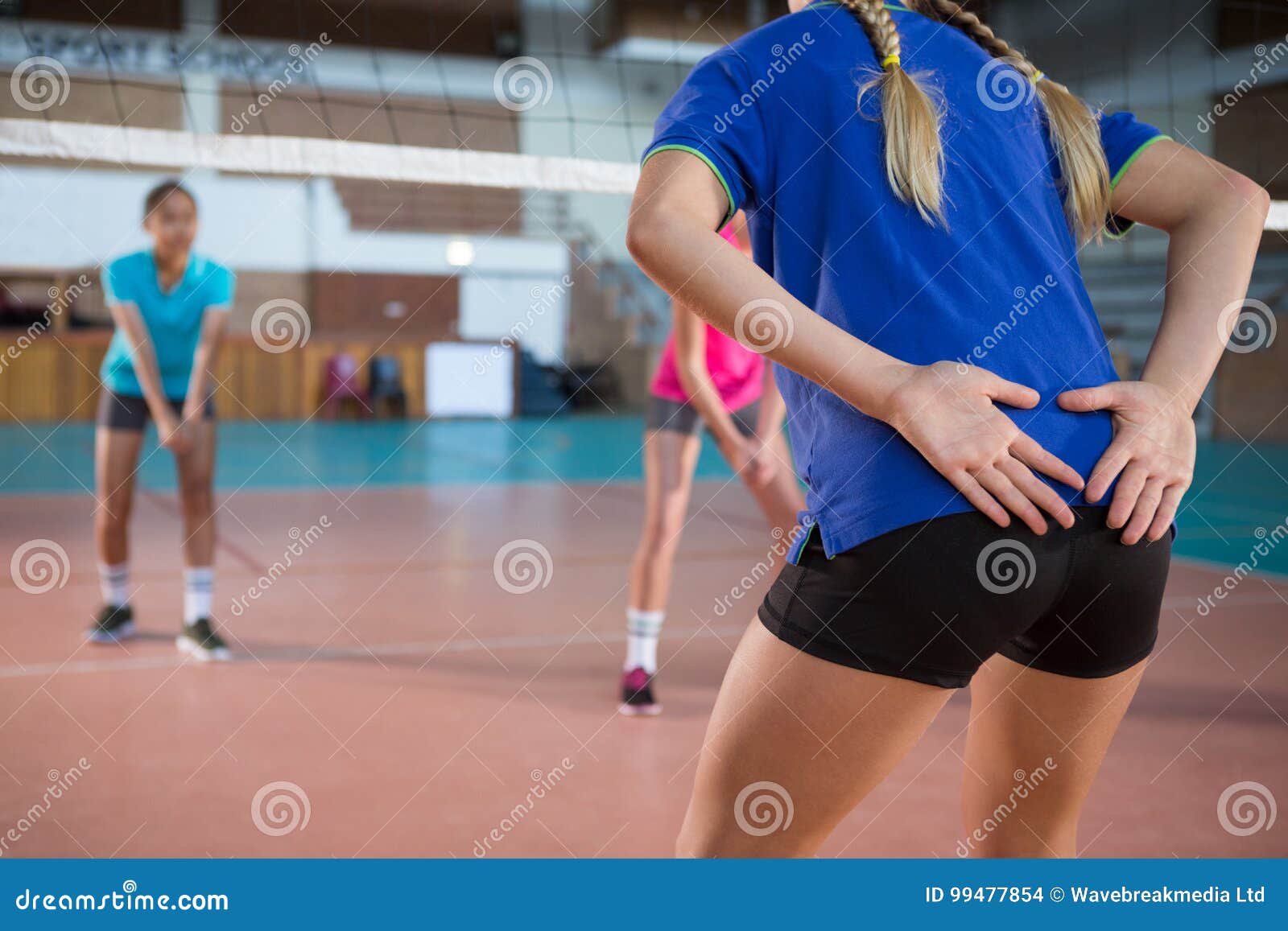 Volleyball Players Practicing in the Court Stock Photo - Image of ...