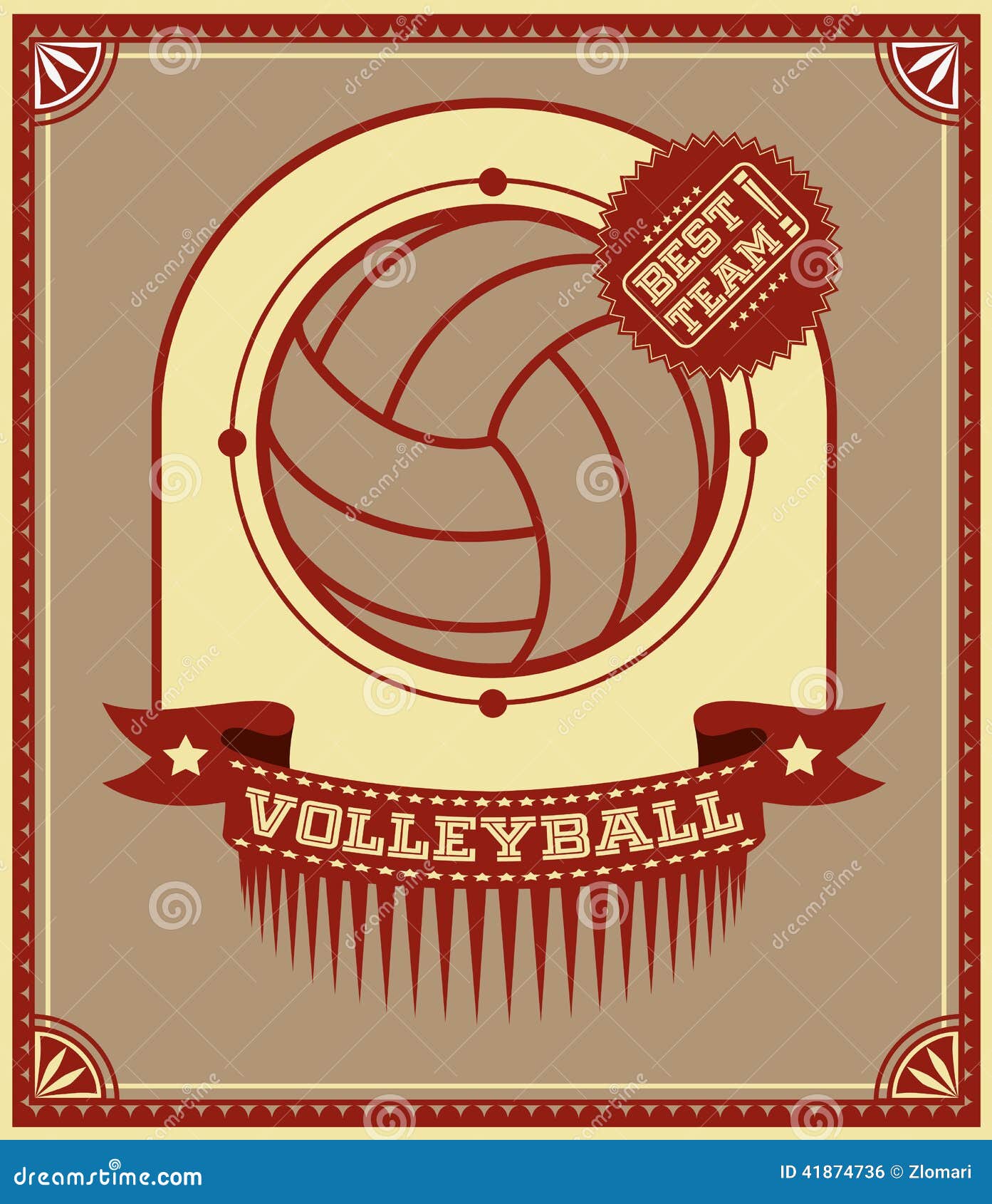 Volleyball retro poster stock vector. Illustration of background - 41874736