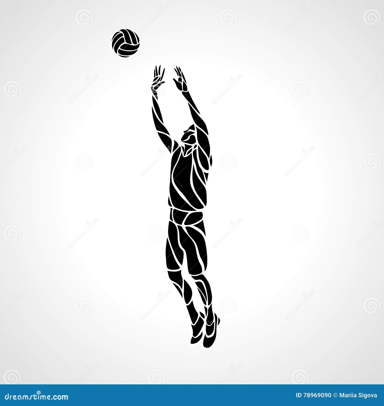 Volleyball Setter Outline Silhouette, Side View. Vector Illustration ...