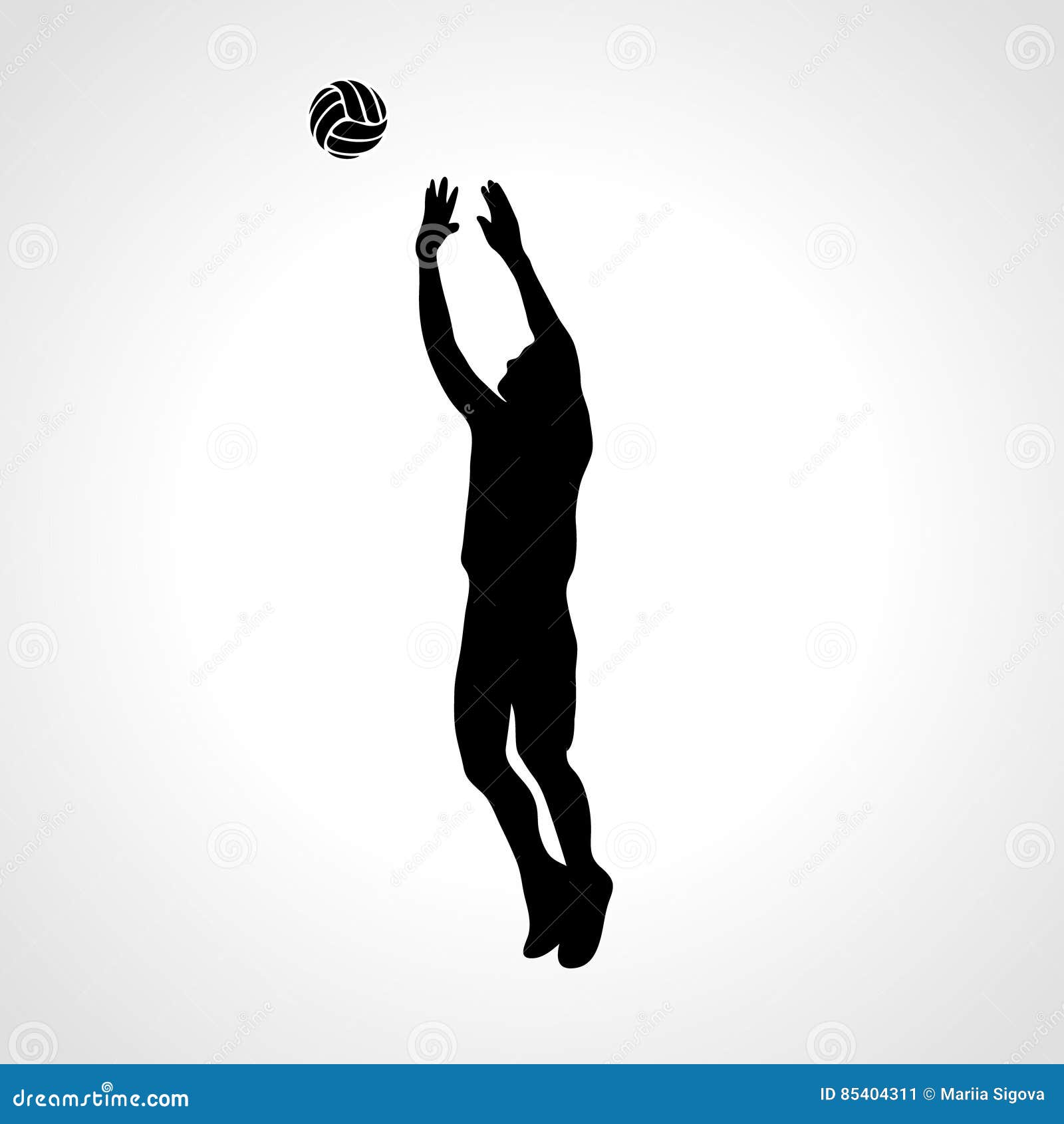 Volleyball Setter Outline Silhouette, Side View. Vector Illustration ...