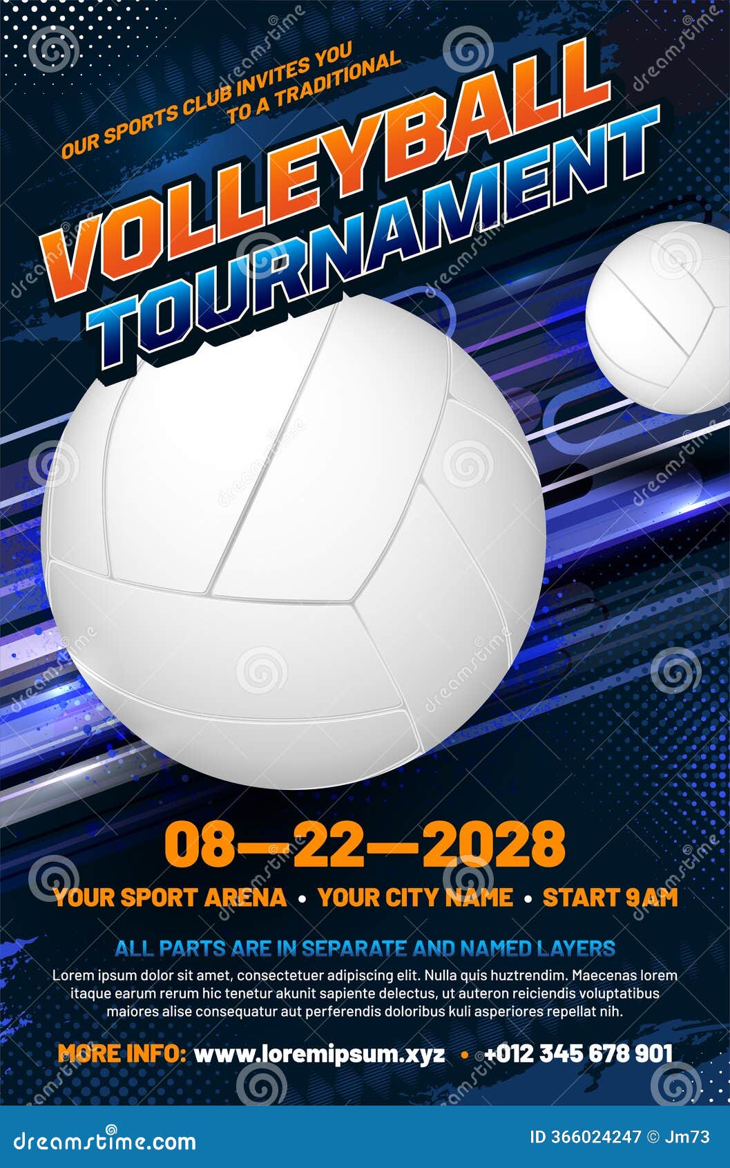 Volleyball Tournament. 3d Realistic Isolated On Black Background ...