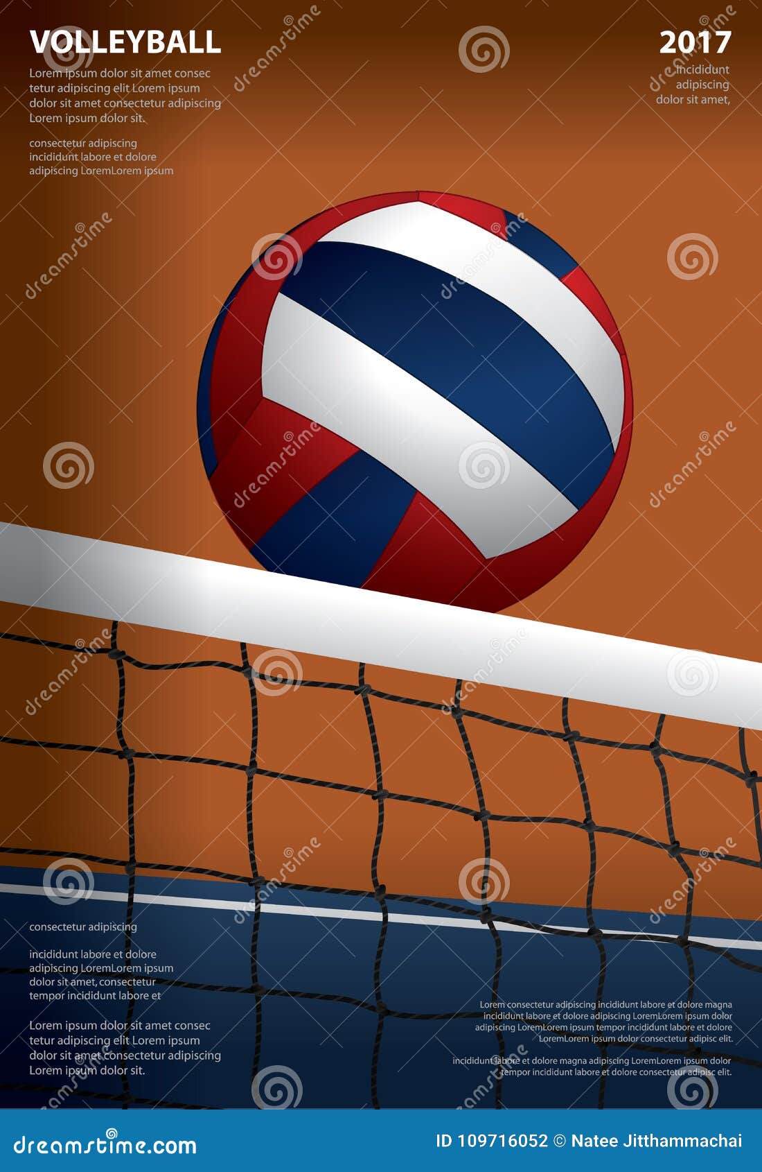 Volleyball Tournament Poster Template Design Stock Vector ...
