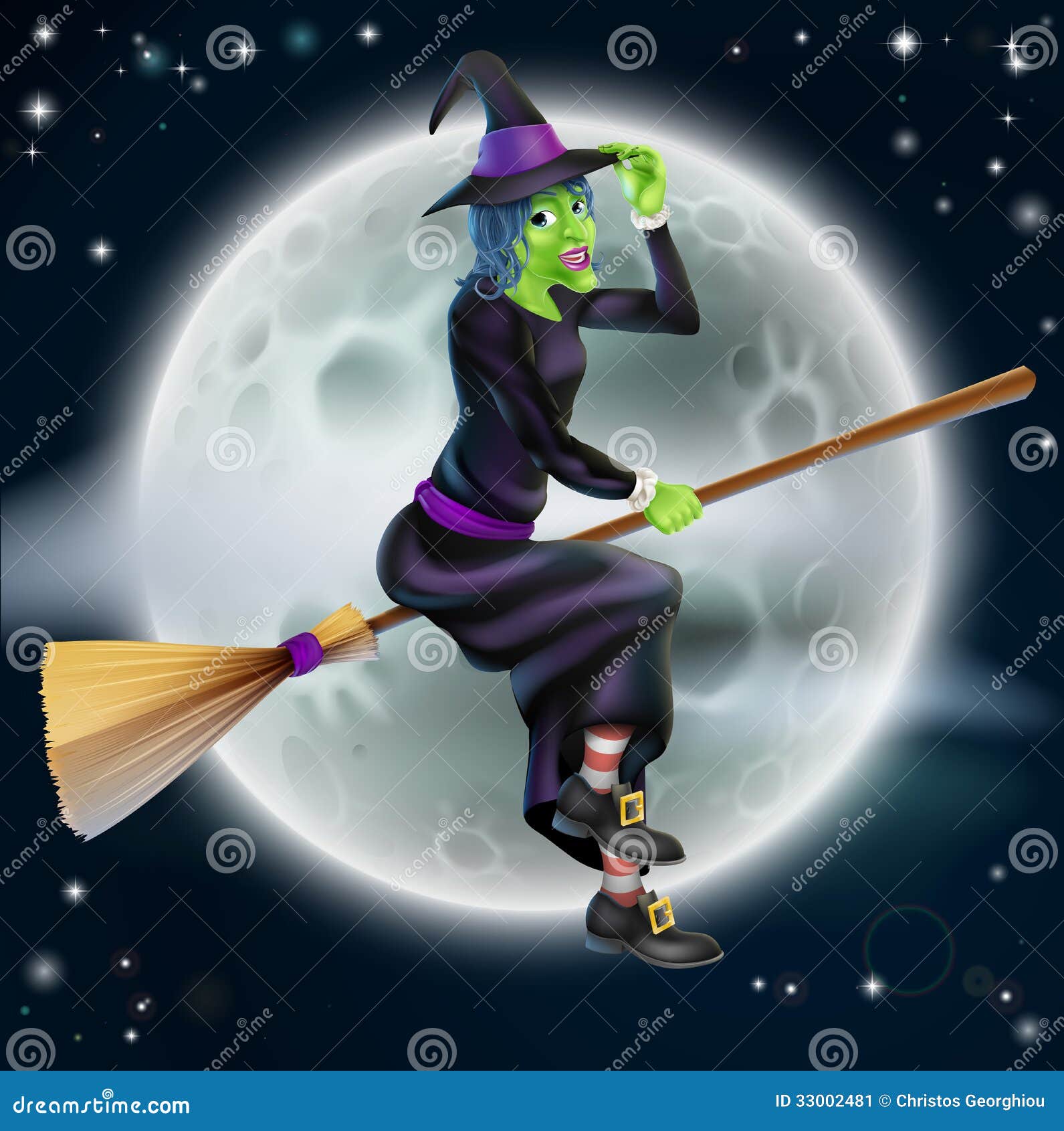 Volo Della Strega Davanti Alla Luna Illustrazione Vettoriale ...