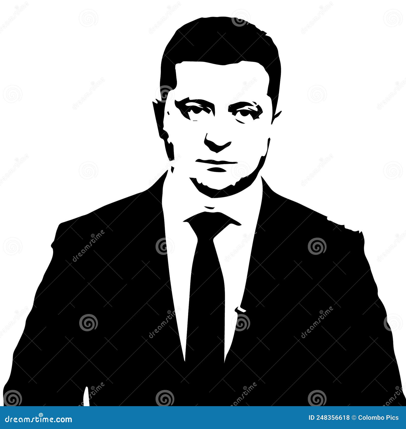 Ukrainian President Volodymyr Zelenskiy Simple Colour Vector ...
