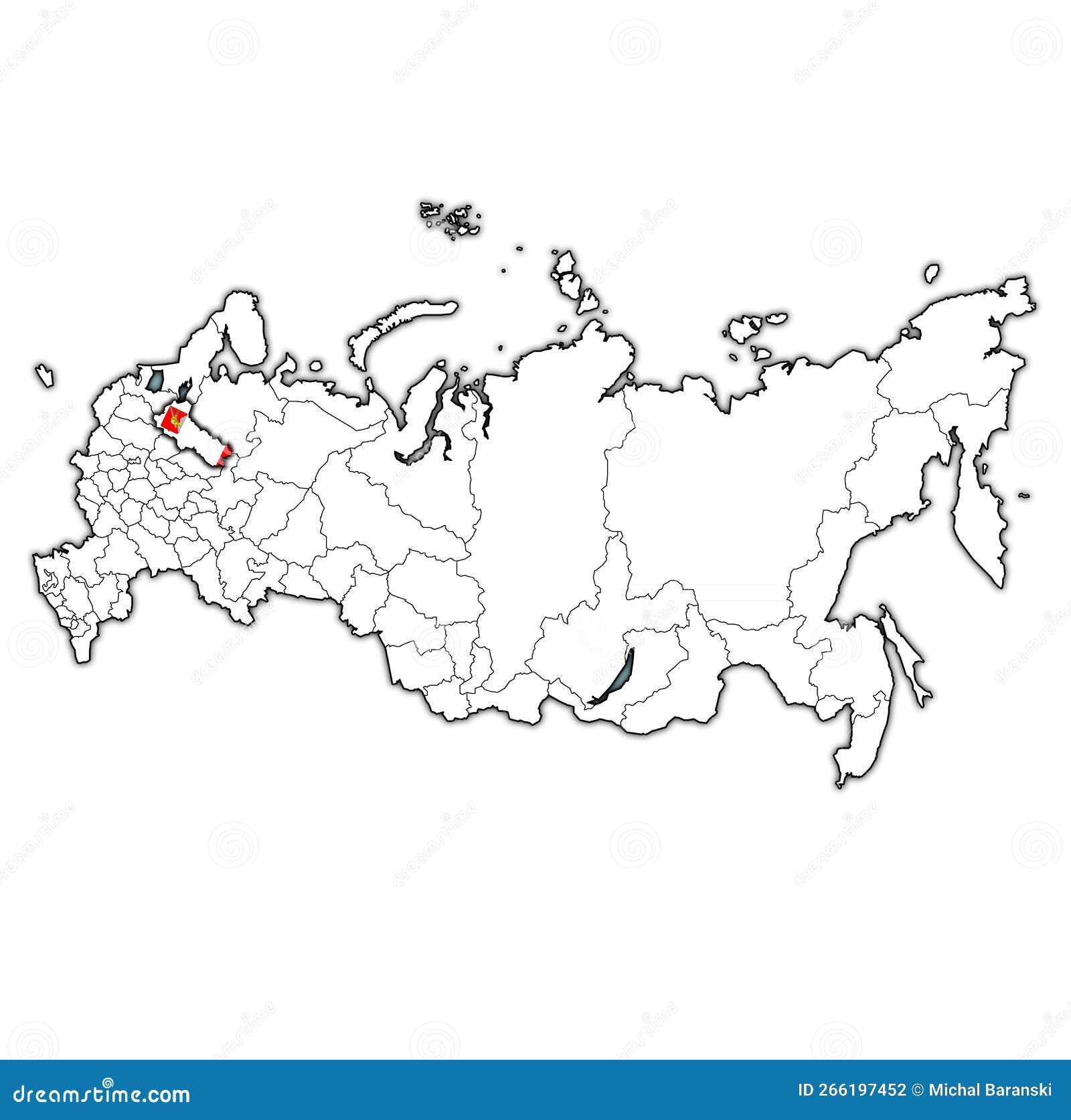 Vologda Oblast on Administration Map of Russia Stock Illustration ...
