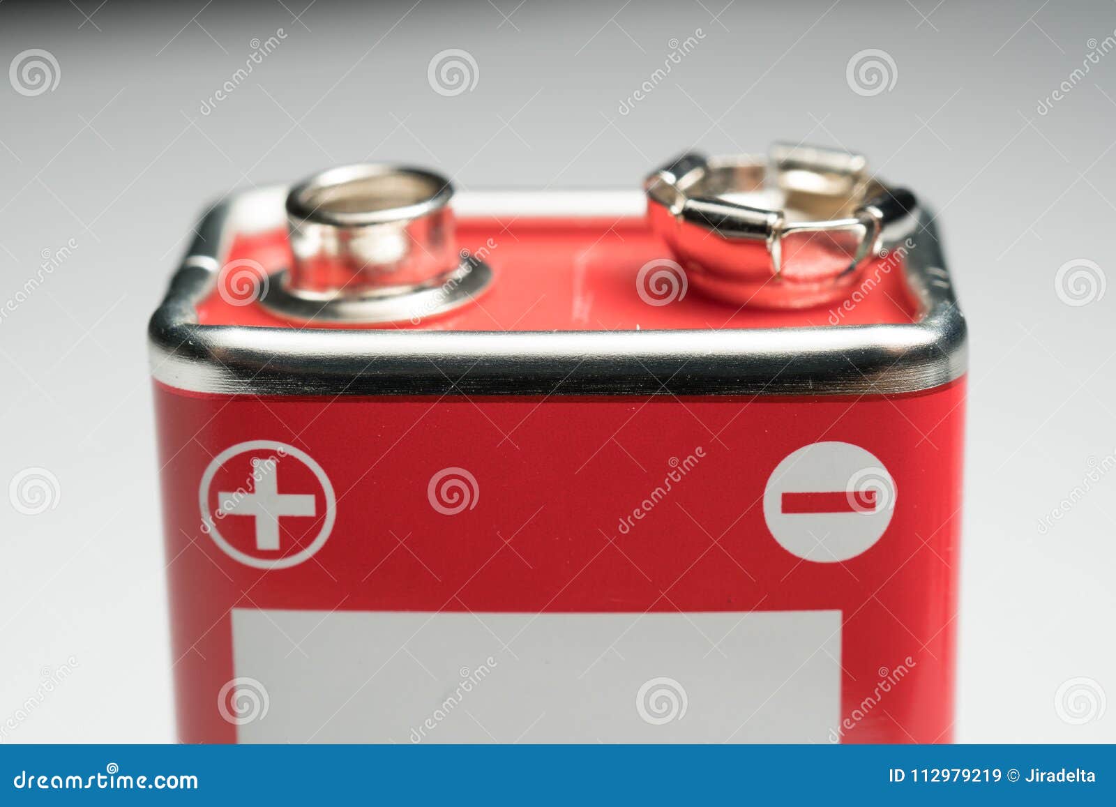 9 Volt Battery Closeup at Poles Stock Image - Image of white, lithium ...