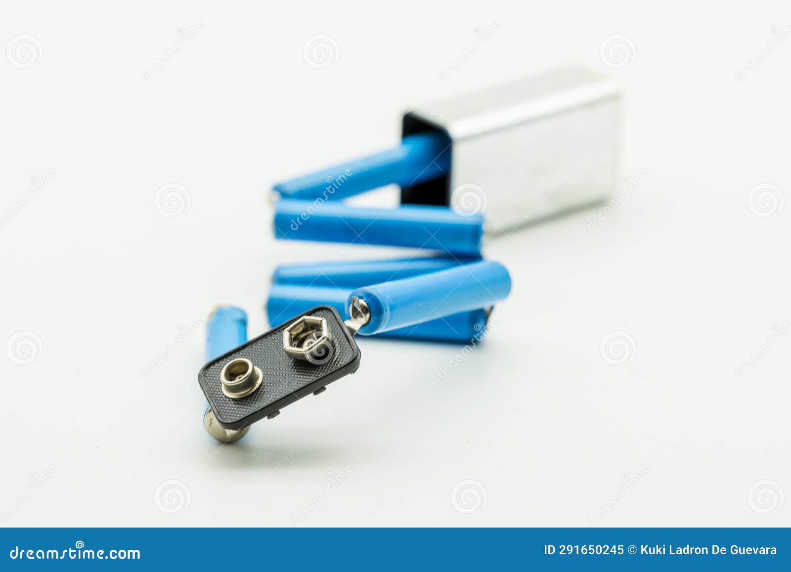 9 Volt Pocket Battery Consisting of 6 Cells, Disassembled Stock Image ...