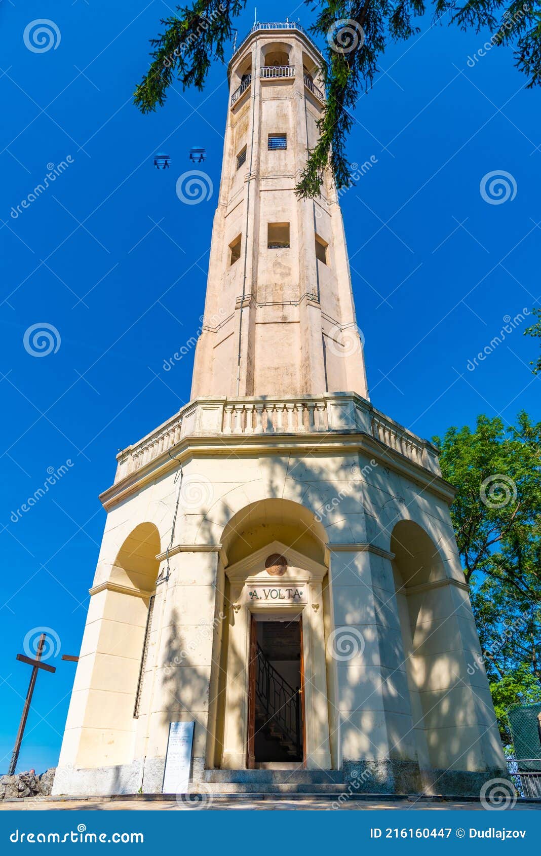 Volta Lighthouse in Near Brunate, Italy Stock Image - Image of volta ...