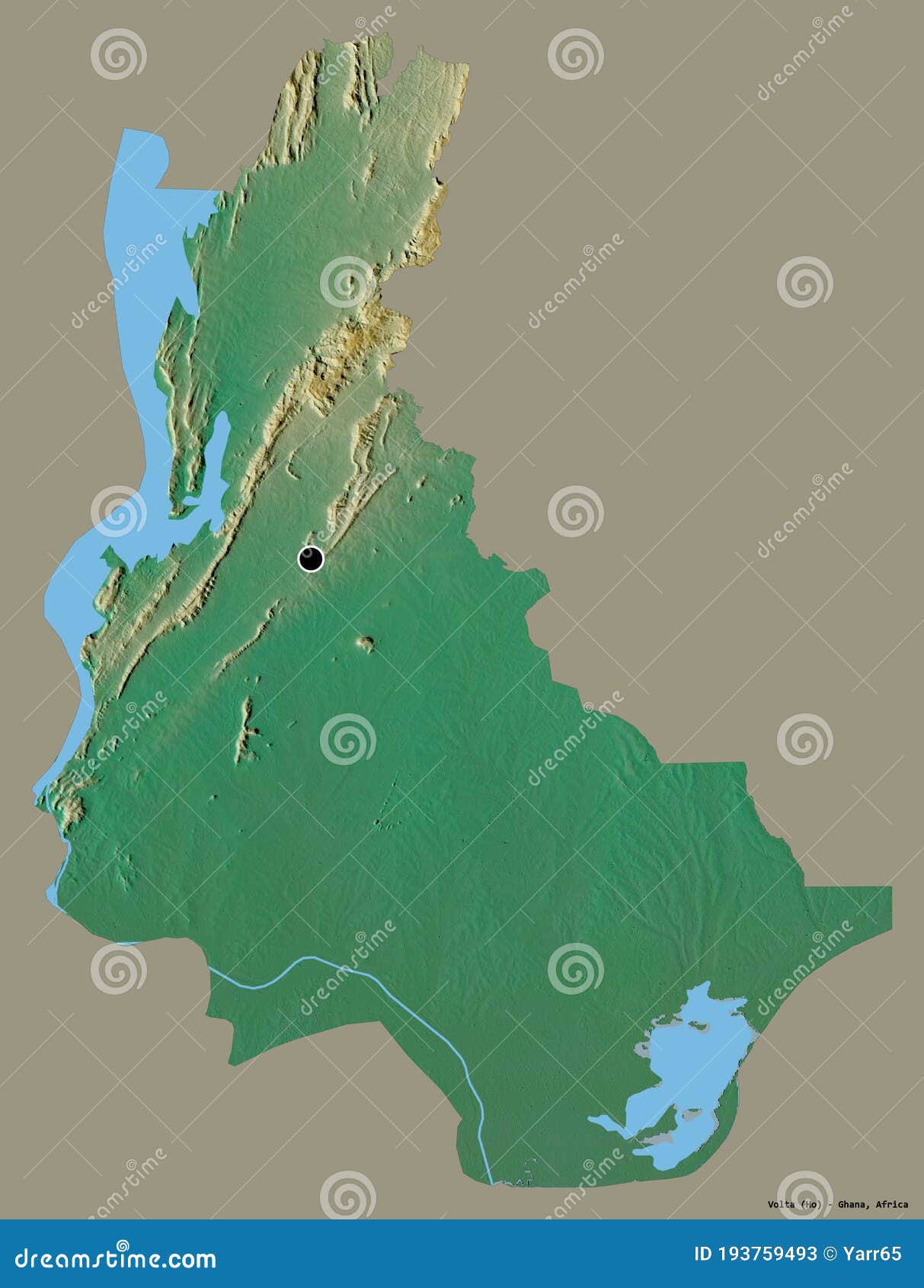 Volta, Region of Ghana, on Solid. Relief Stock Illustration ...