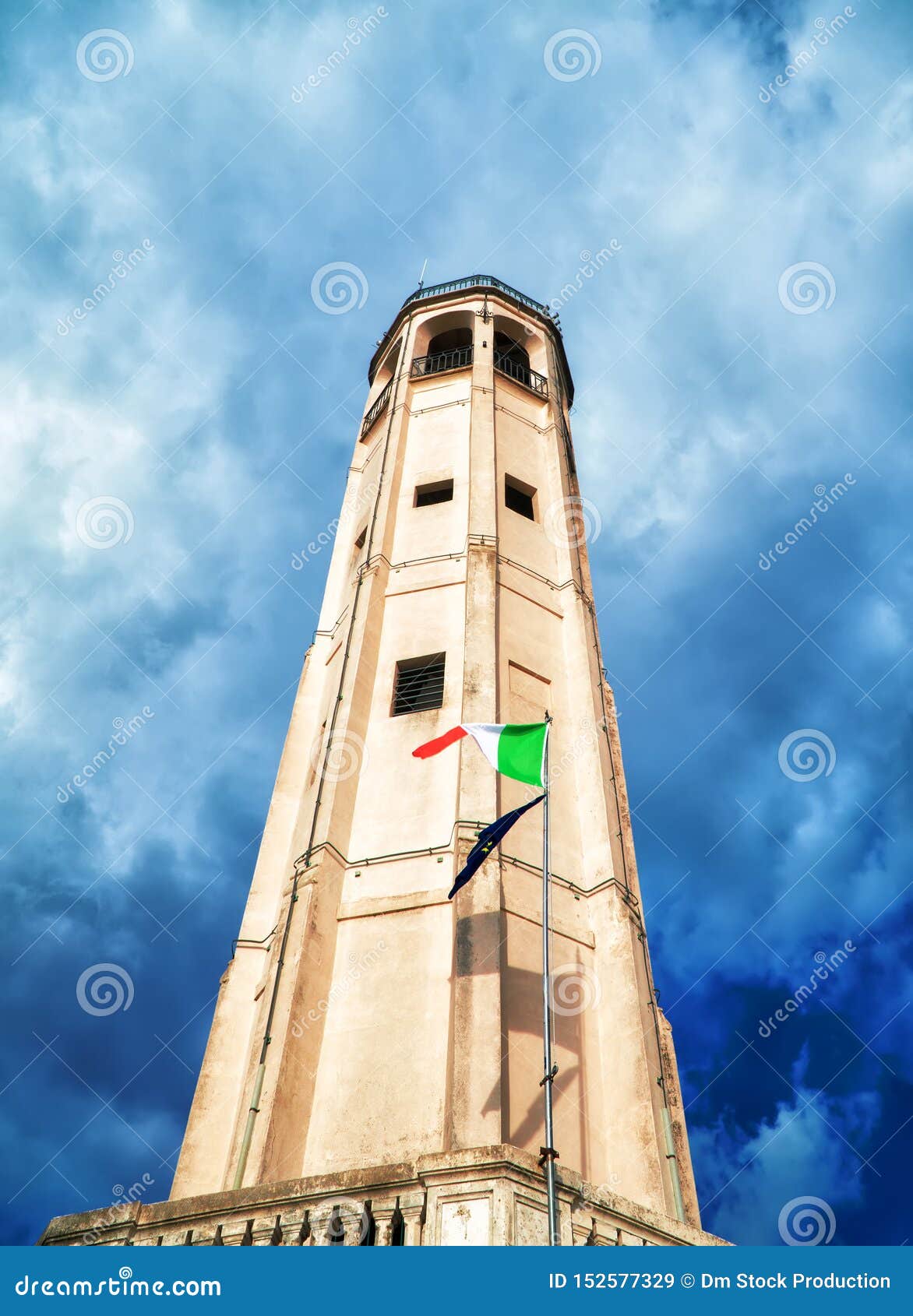 Volta`s Lighthouse on Brunate Mountain. Stock Image - Image of battery ...