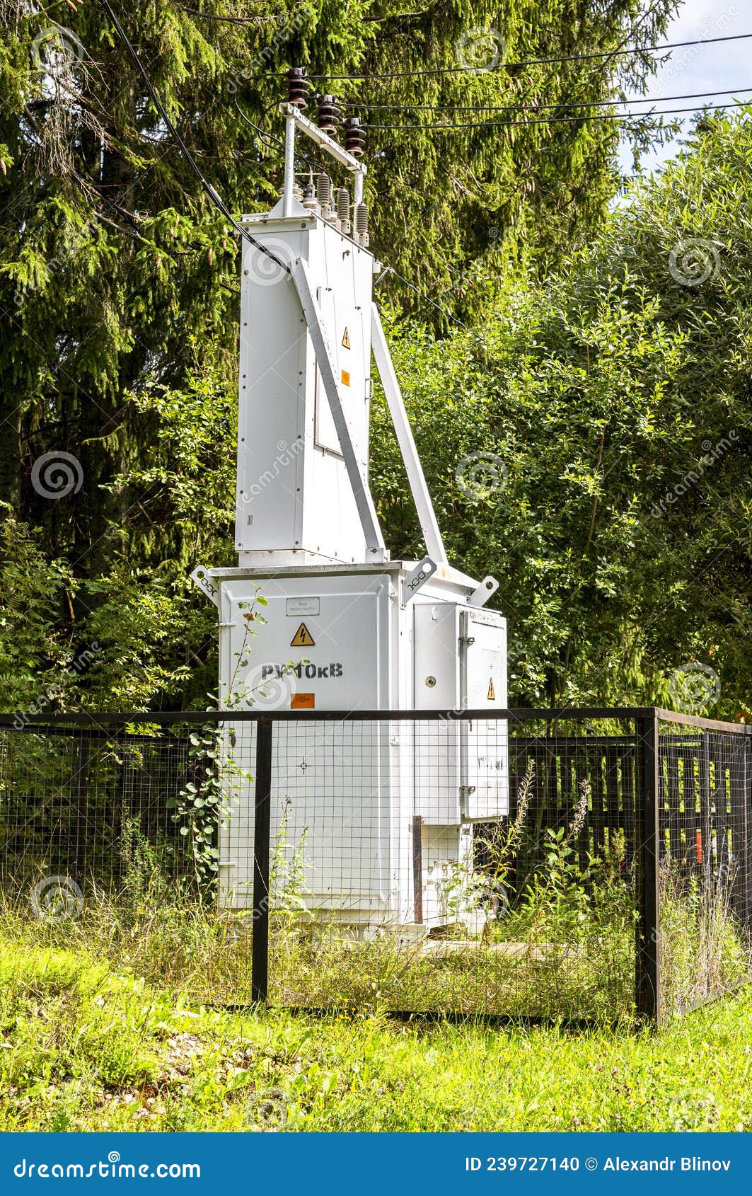 Voltage Power Transformer Substation at the Countryside in Russian ...