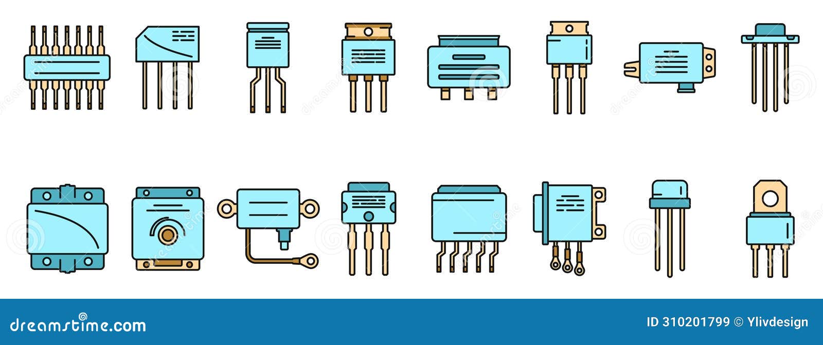 Voltage Regulator Icons Set Vector Color Stock Vector - Illustration of ...