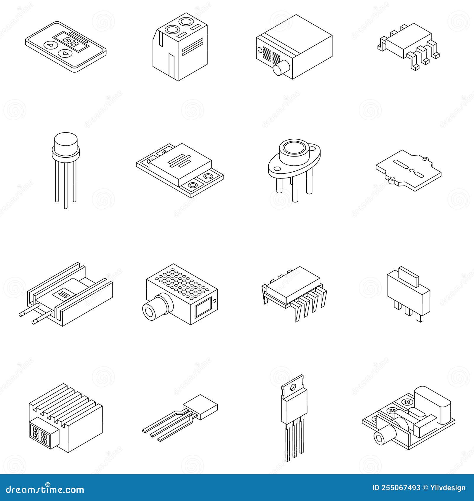 Voltage Regulator Icons Set Vector Outline Stock Vector - Illustration ...