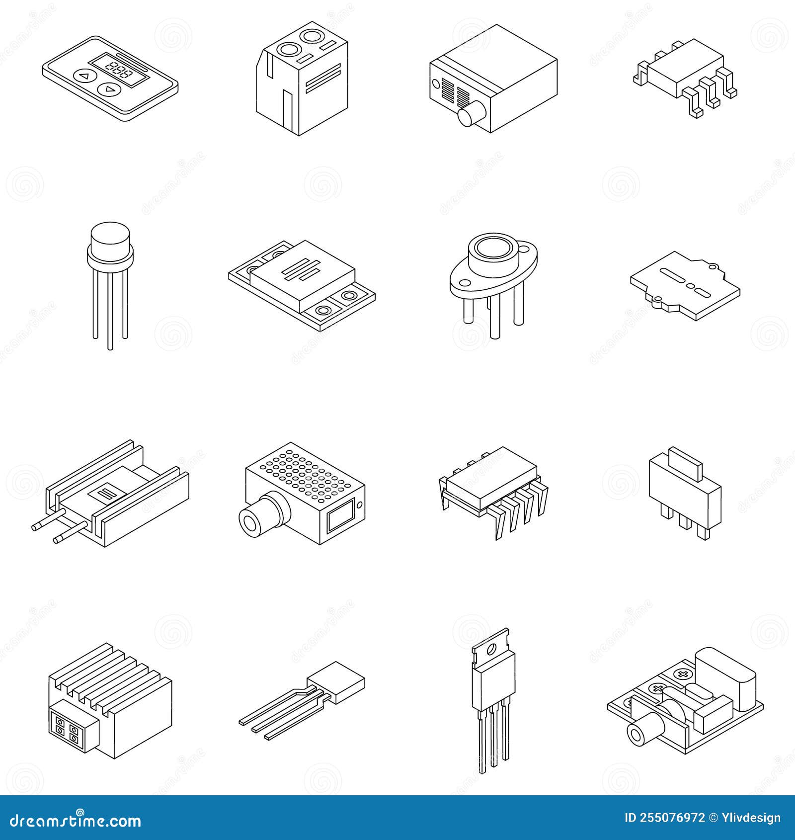 Voltage Regulator Icons Set Vector Outline Stock Illustration ...