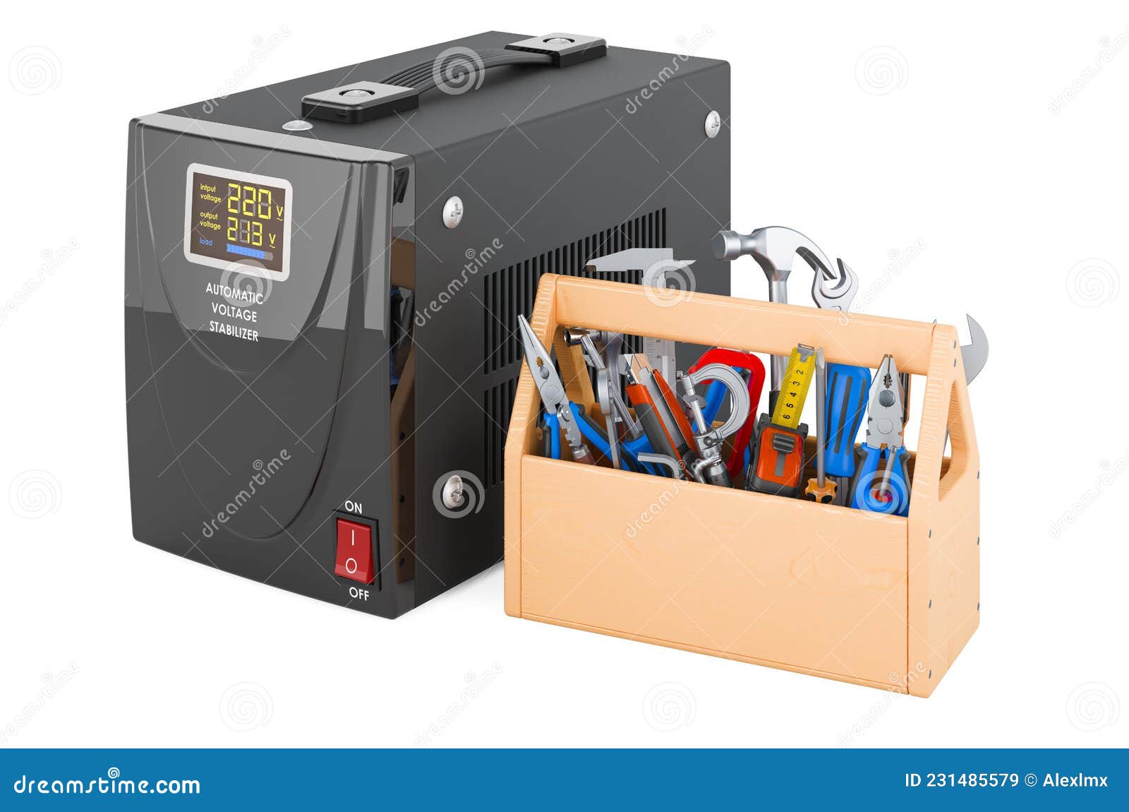 Voltage Stabilizer with Toolbox. Repair and Service of Automatic ...