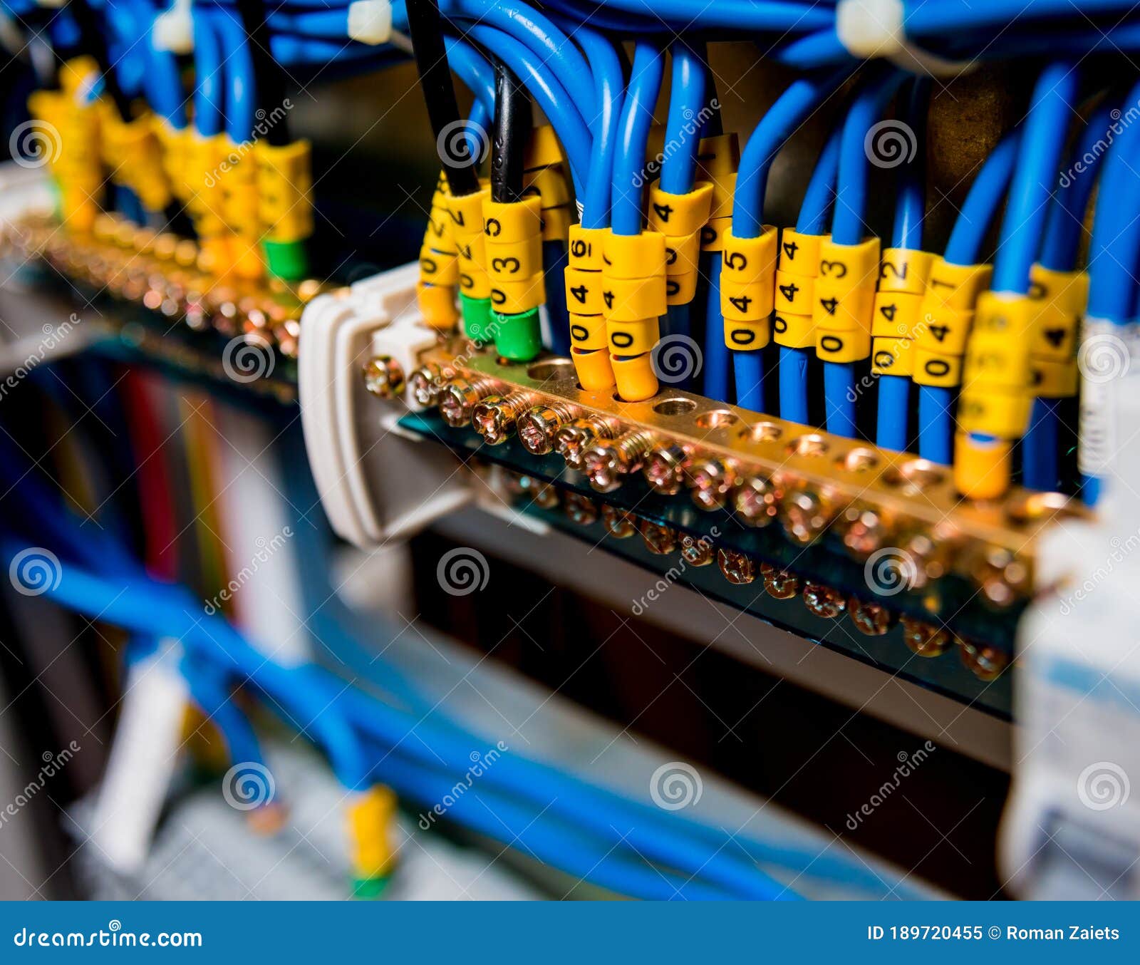 Voltage Switchboard with Circuit Breakers. Electrical Background. Stock ...