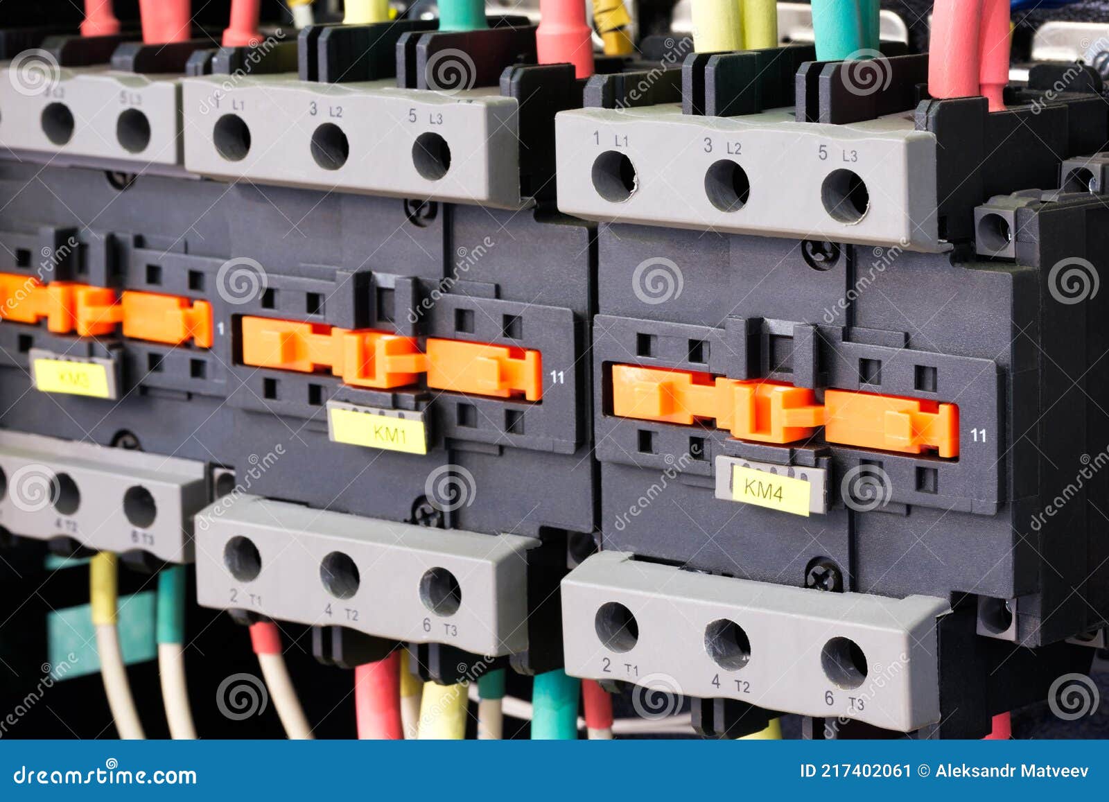 Voltage Switchboard with Circuit Breakers. Electrical Background Stock ...