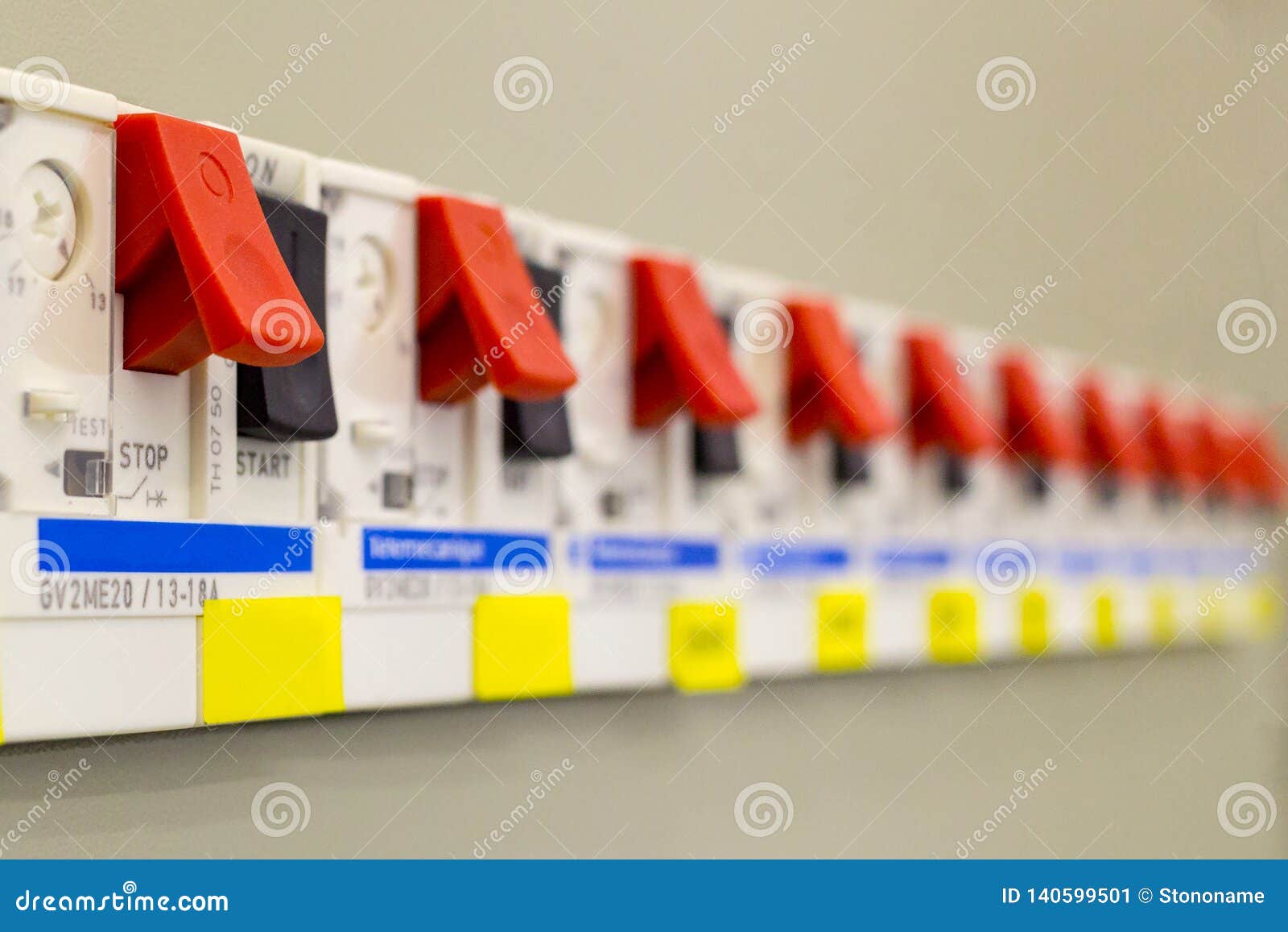 Voltage Switchboard with Circuit Breakers. Electrical Background Stock ...