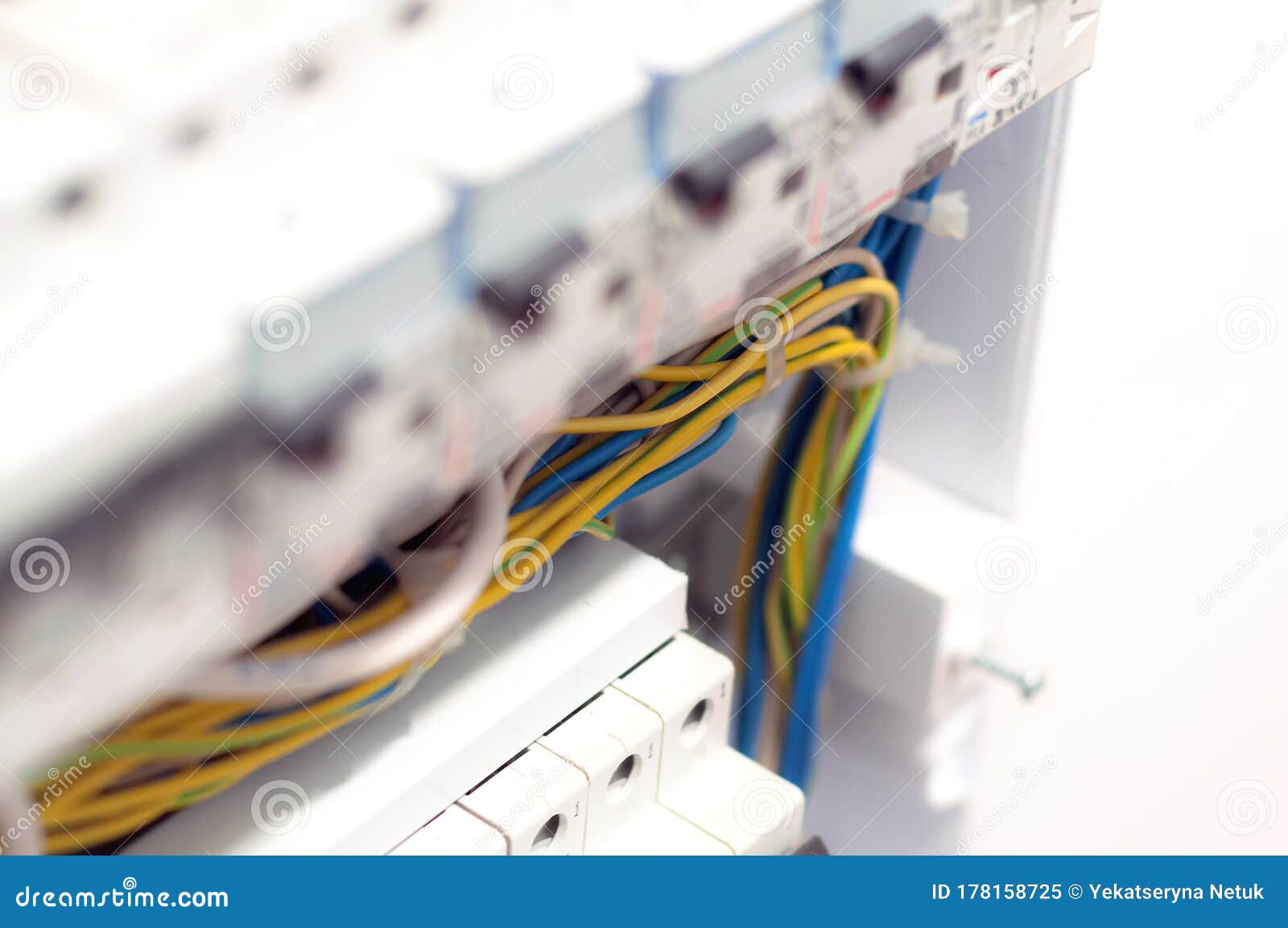 Voltage Switchboard with Circuit Breakers. Electrical Background Stock ...