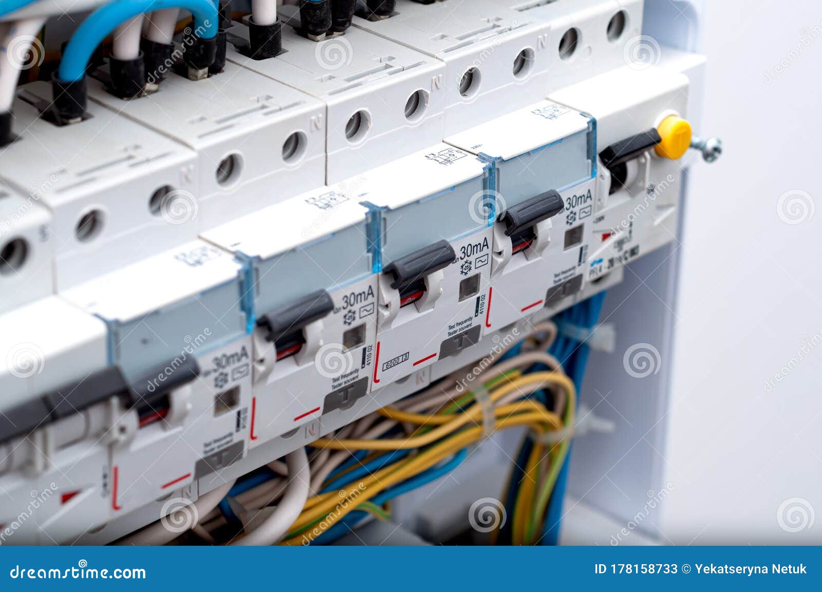 Voltage Switchboard With Circuit Breakers. Electrical Background ...