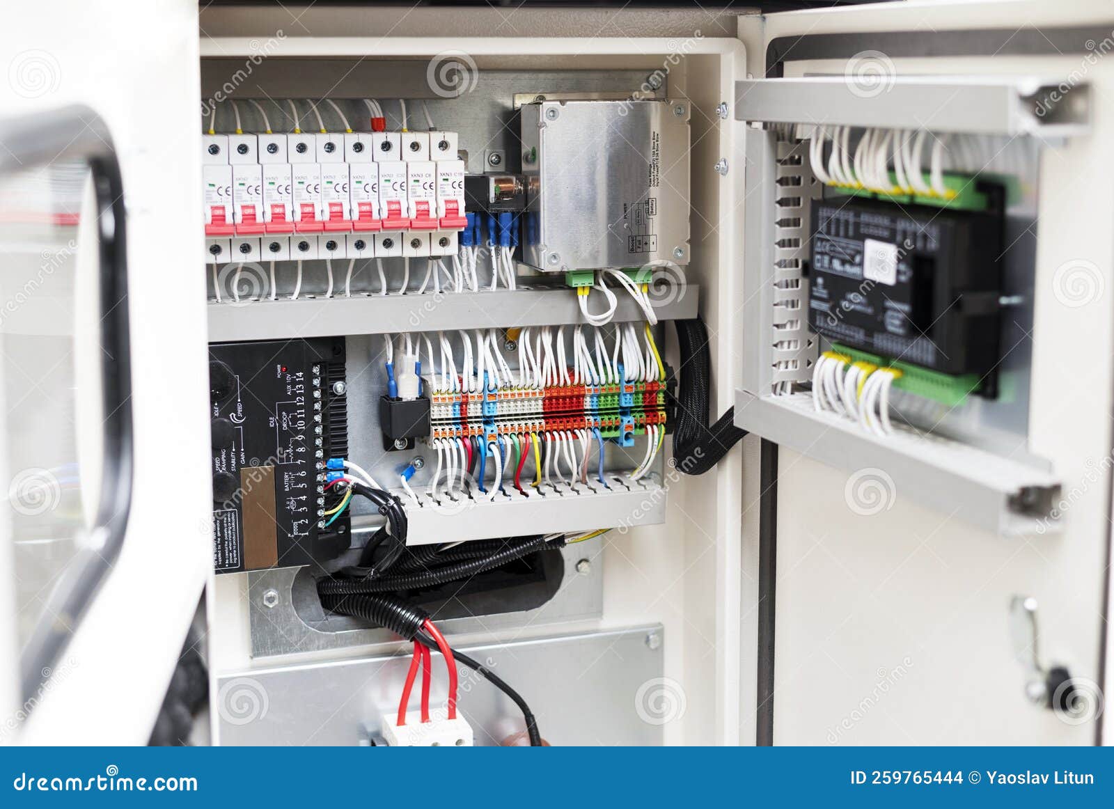 Voltage Switchboard with Circuit Breakers. Engine or Pump Control ...