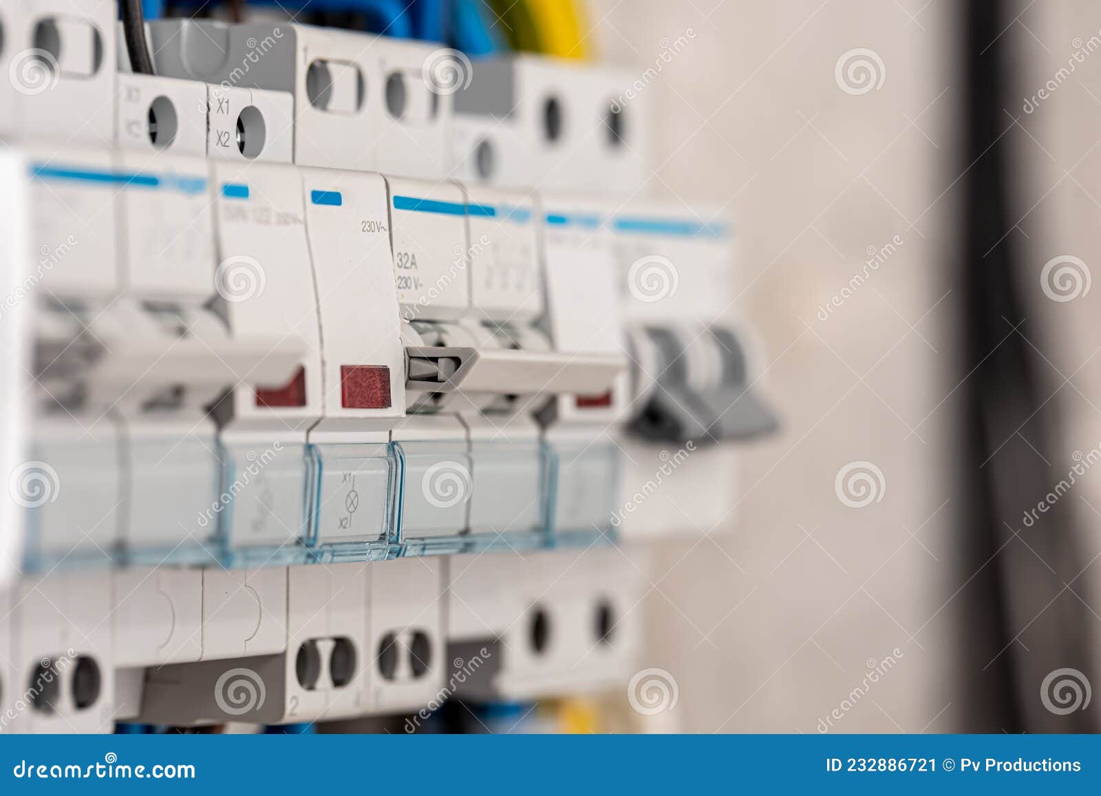 Voltage Switchboard with Circuit Breakers, Close Up. Stock Image ...