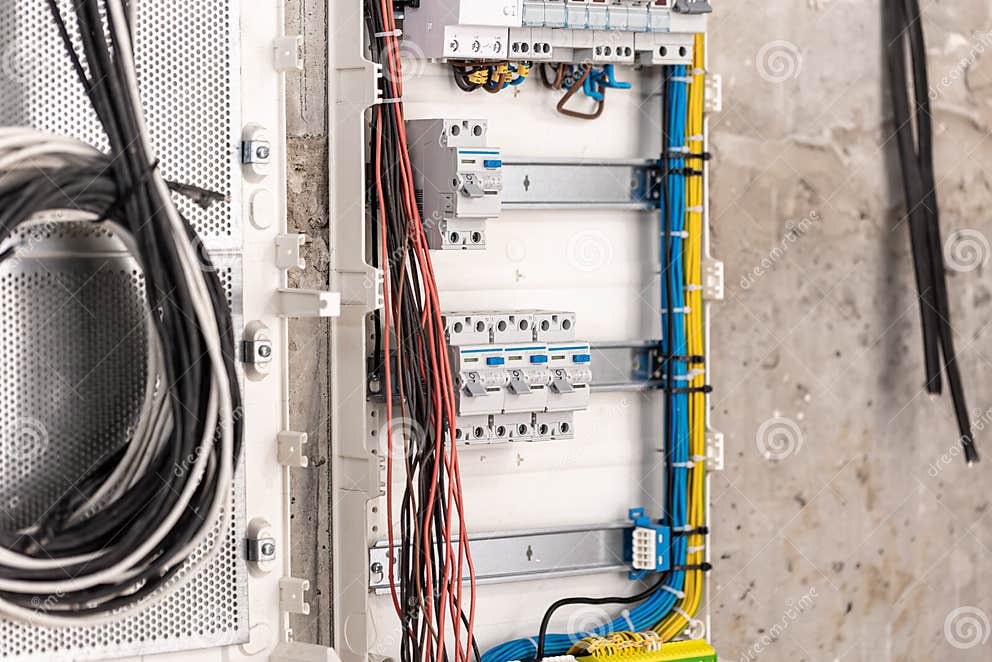 Voltage Switchboard with Circuit Breakers, Close Up. Stock Image ...