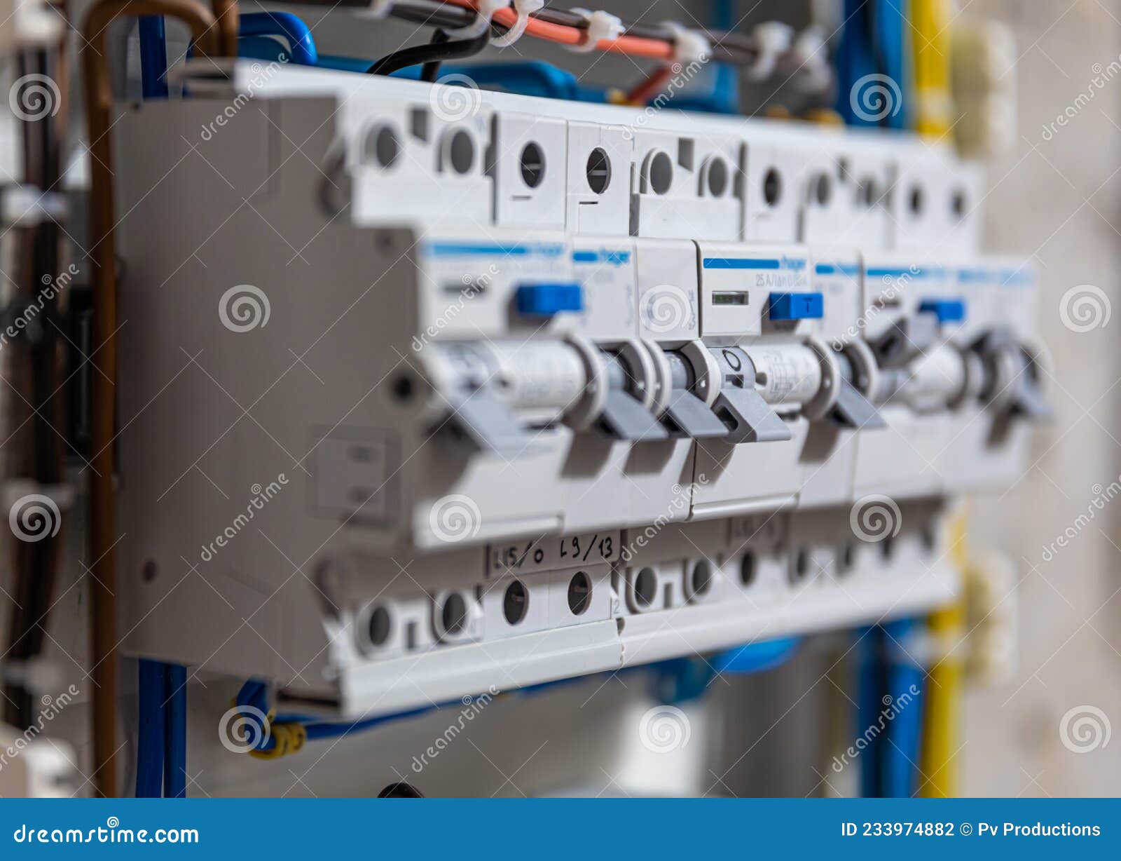 Switchboard with Many Switches and Fiber Optic Cables. Stock Photo ...