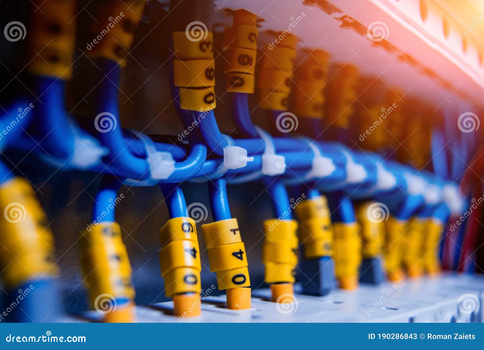 Voltage Switchboard with Circuit Breakers. Electrical Background. Stock ...