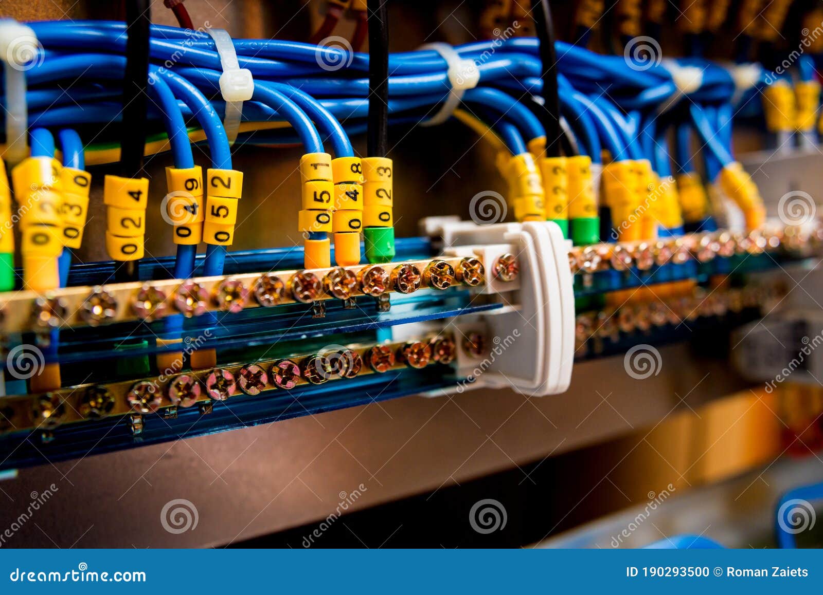 Voltage Switchboard with Circuit Breakers. Electrical Background. Stock ...