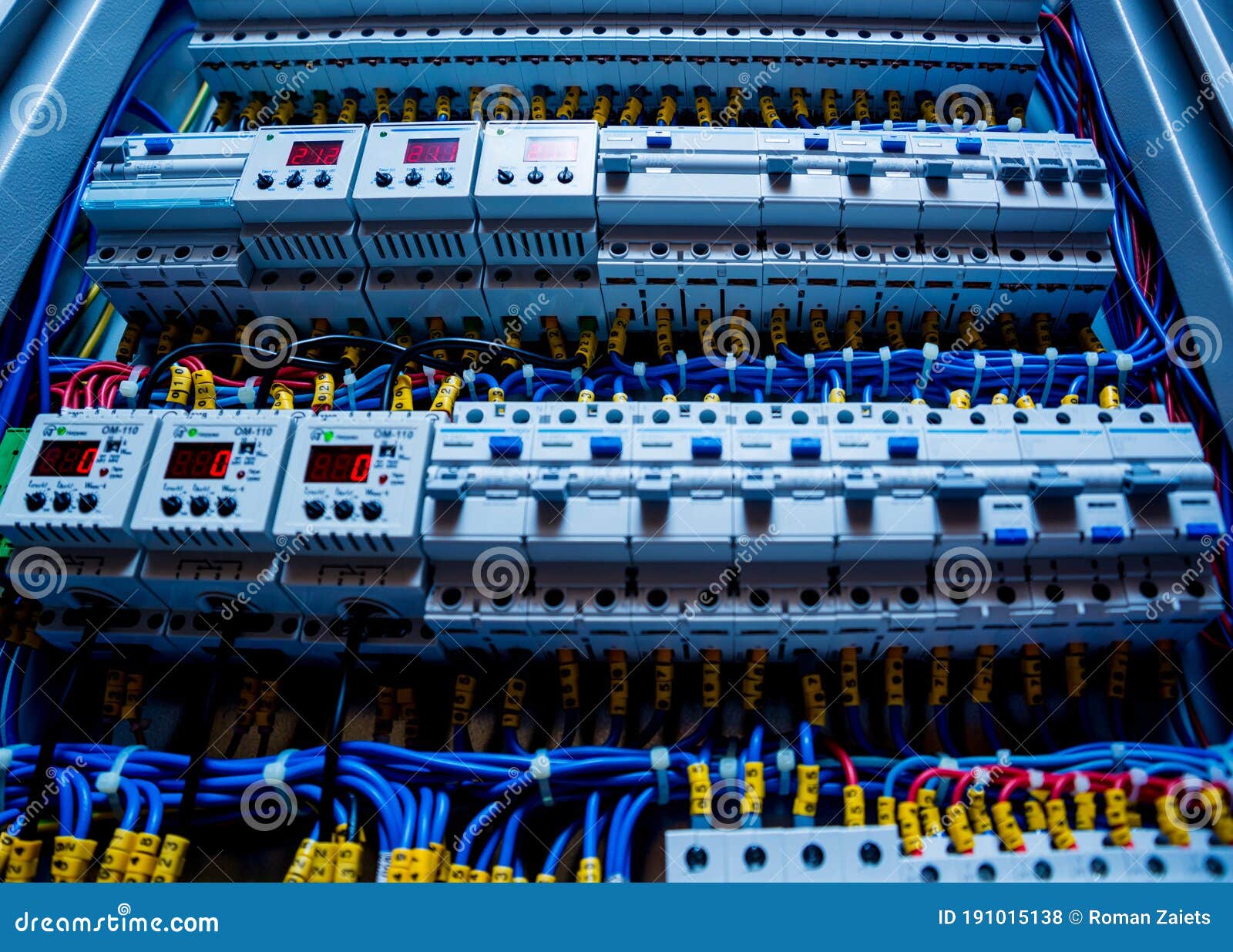 Voltage Switchboard with Circuit Breakers. Electrical Background ...